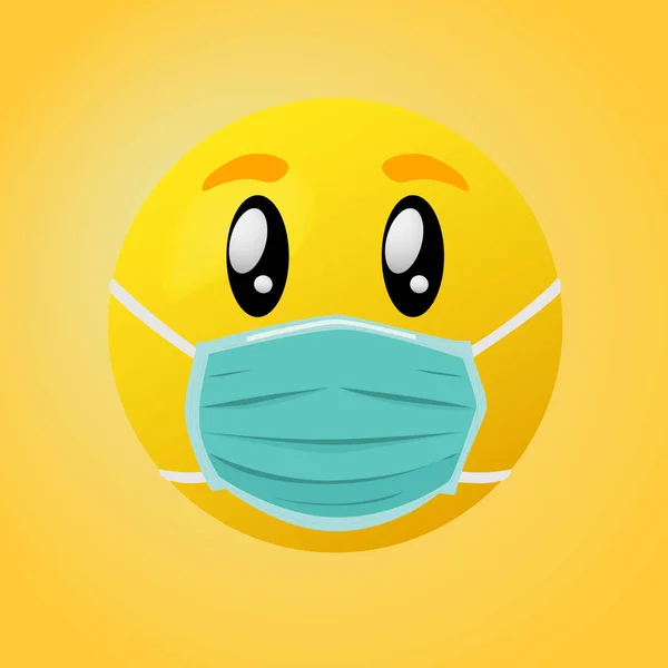 Emoticon Mouth Mask Yellow Face Eyes Wearing White Surgical Mask Stock ...