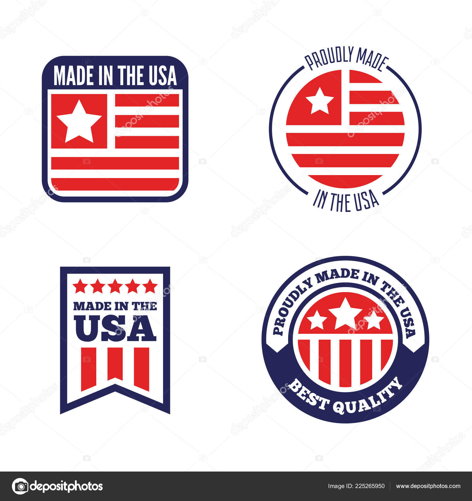 Set of Vector labels, logo, badges and signs made in USA Stock Vector ...