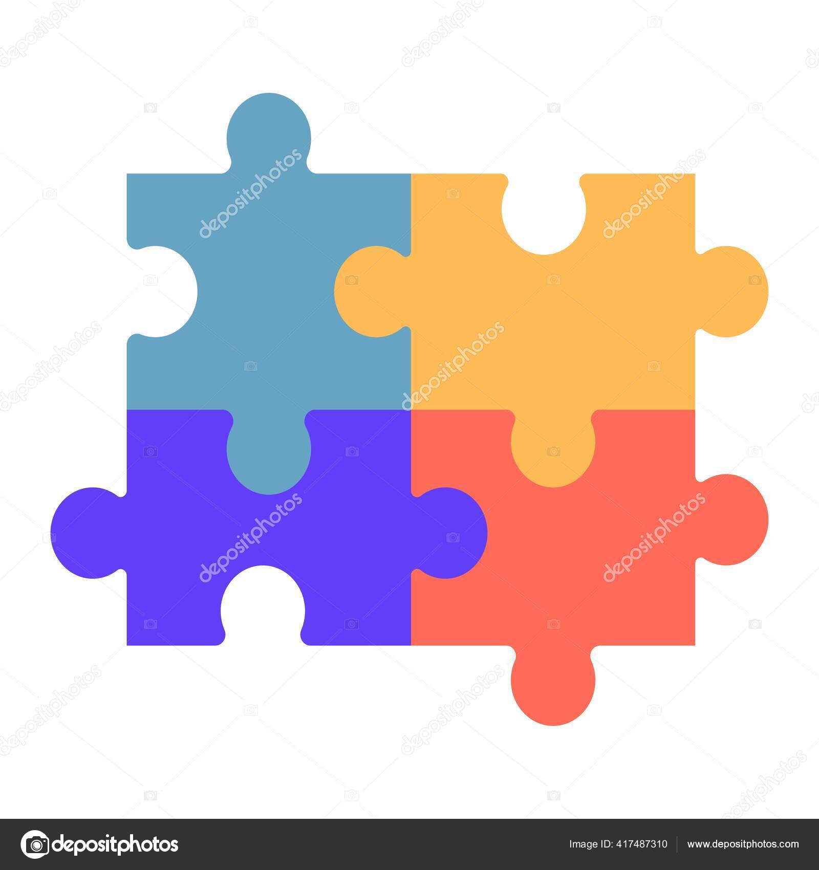 Autism Symbol Logo Icon Puzzle Shape Colorful Isolated White Background ...