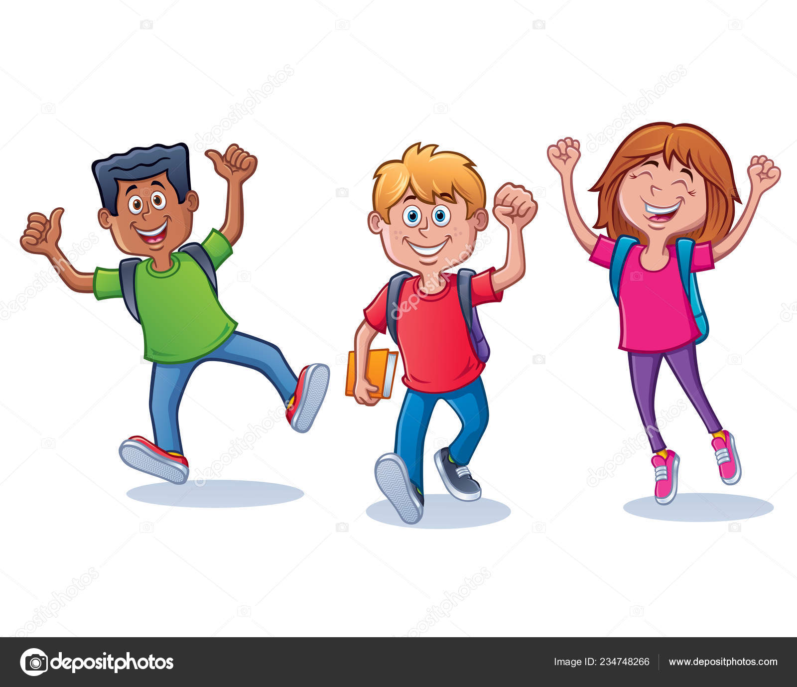 Excited School Kids Clipart