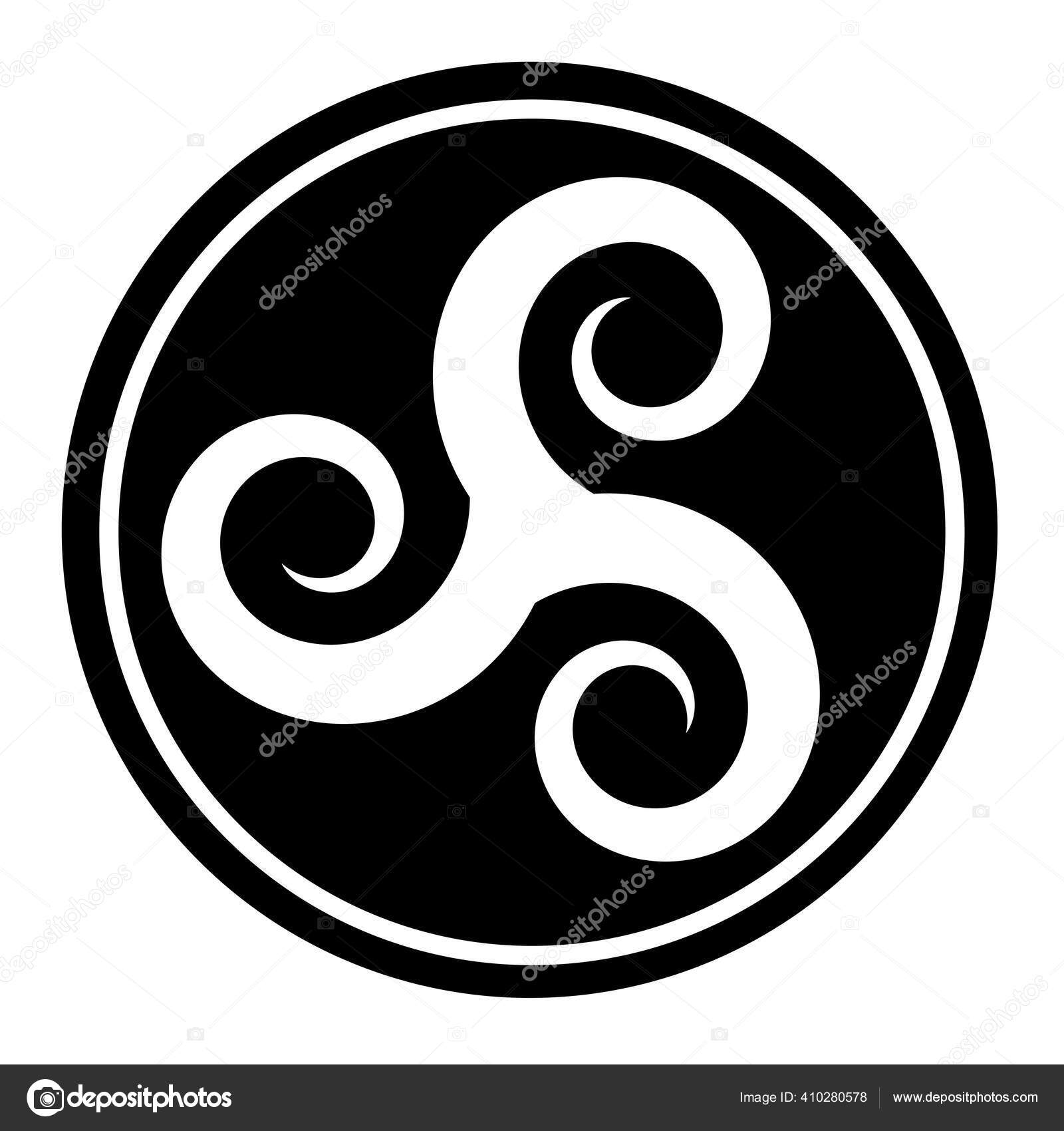 Triskelion Symbol Icon Black Circle — Stock Photo © ricochet69 #410280578