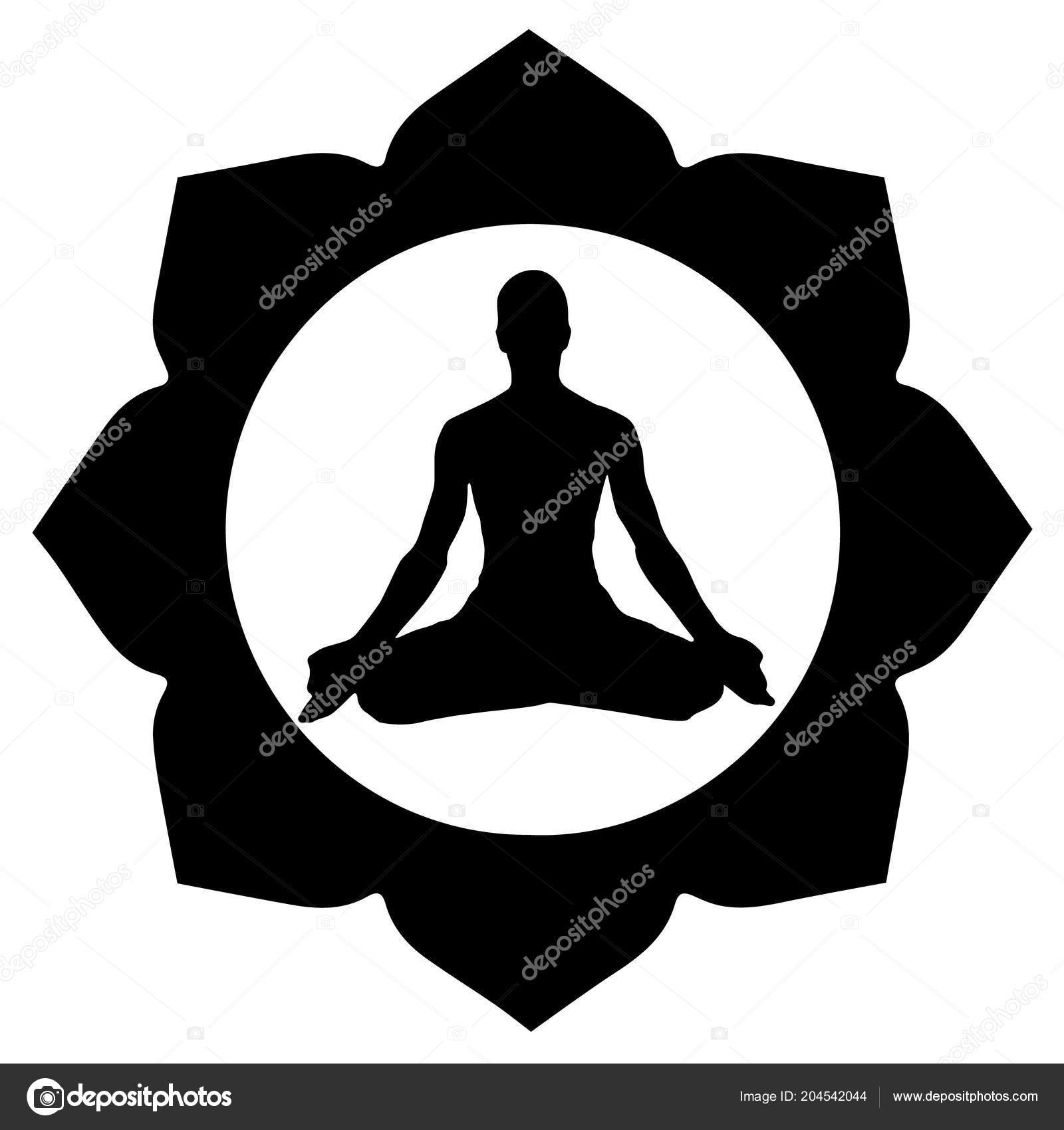 Logo Lotus Human Silhouette Inscription Vector Illustration Stock ...