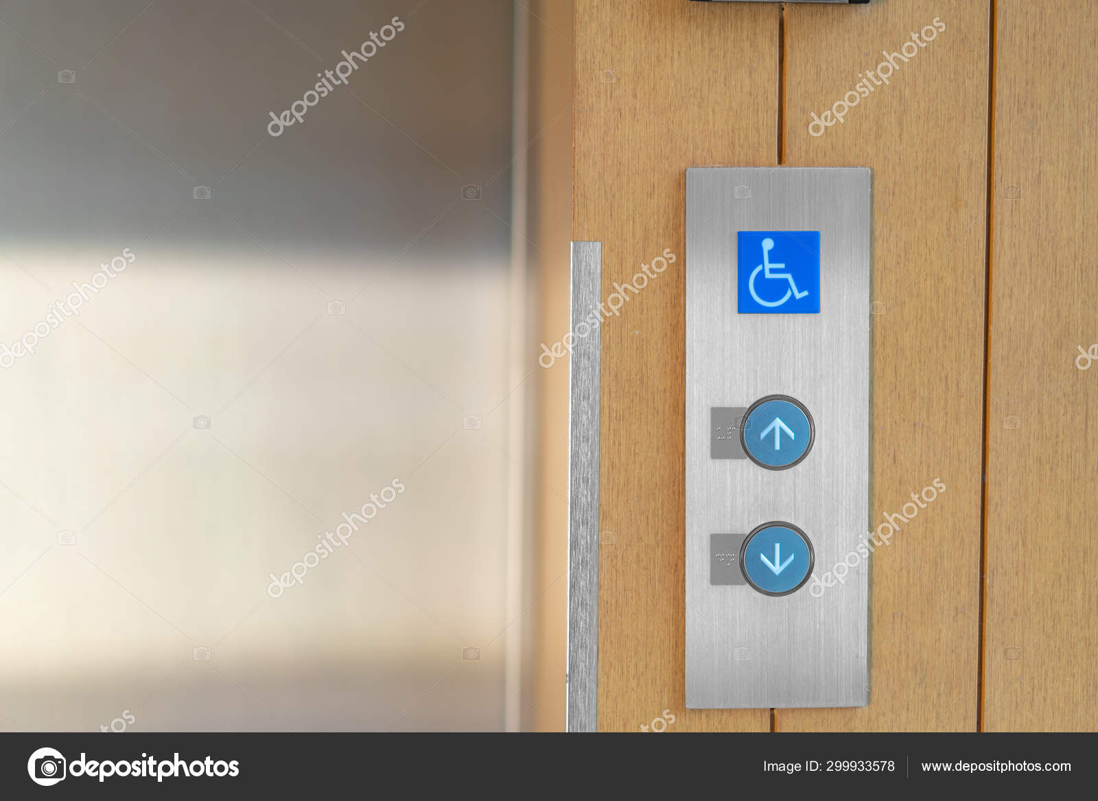 Elevator buttons with Braille codes and handicap sign. Allow sig ...
