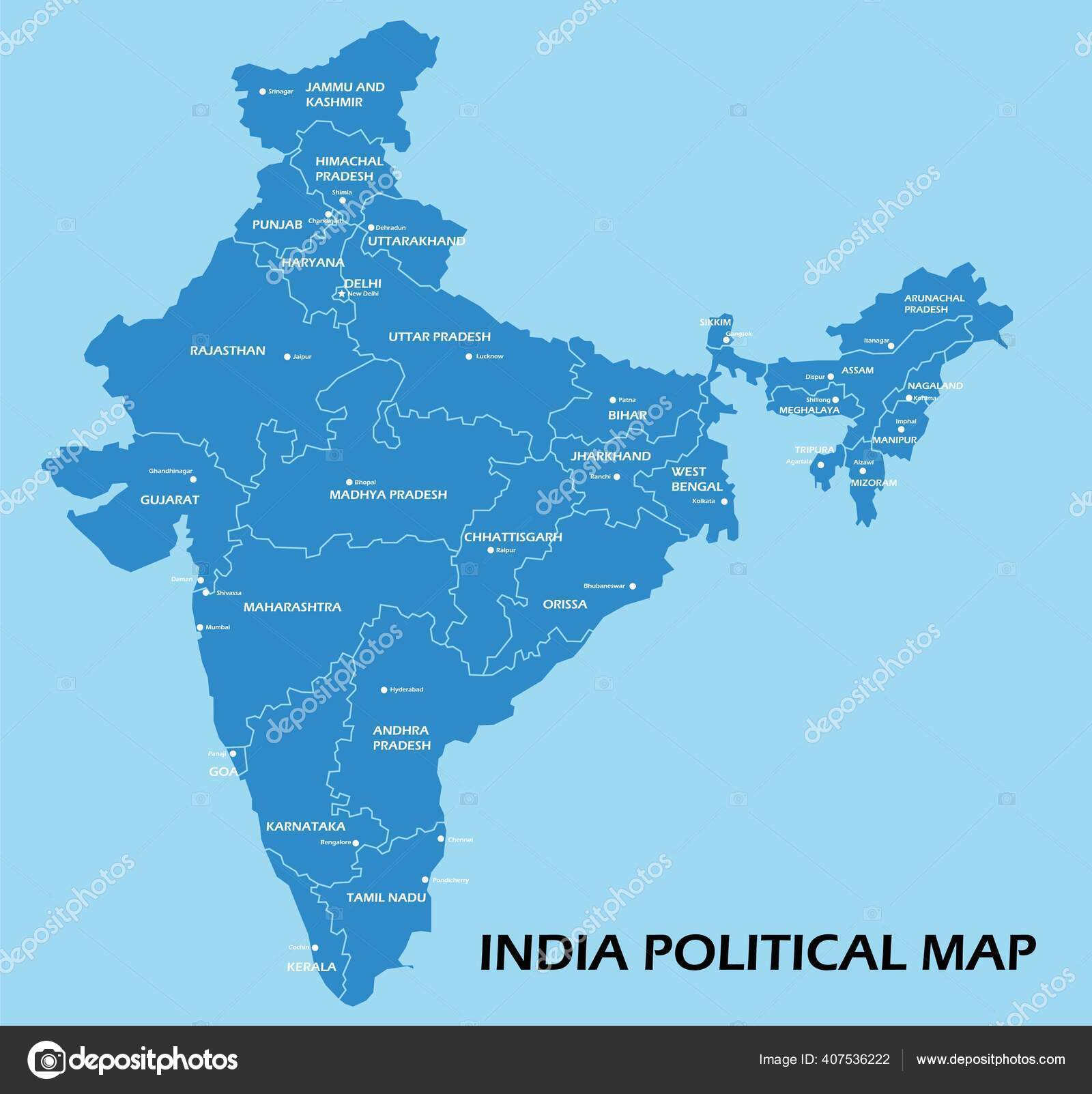 India Political Map Divide State Colorful Outline Simplicity Style ... India Political Map Divide State Colorful Outline Simplicity Style ...