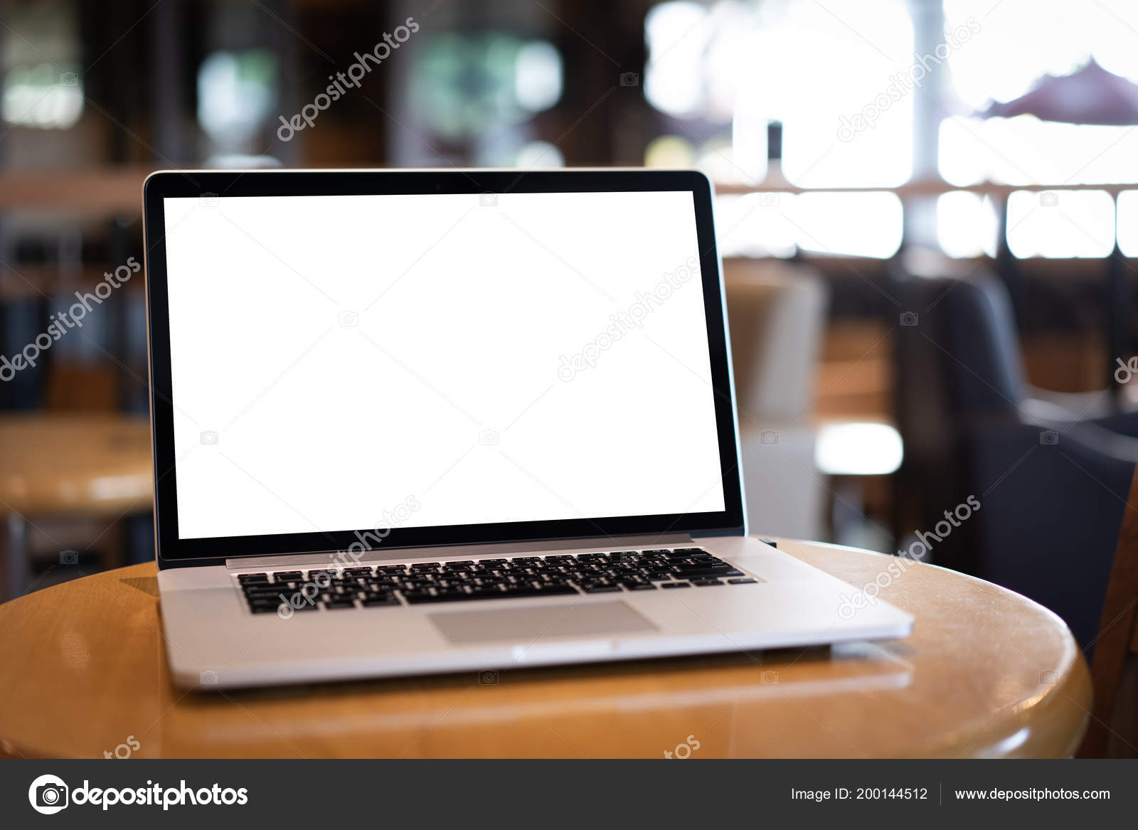 Laptop Blank Screen Table Workspace Background New Project Laptop ...