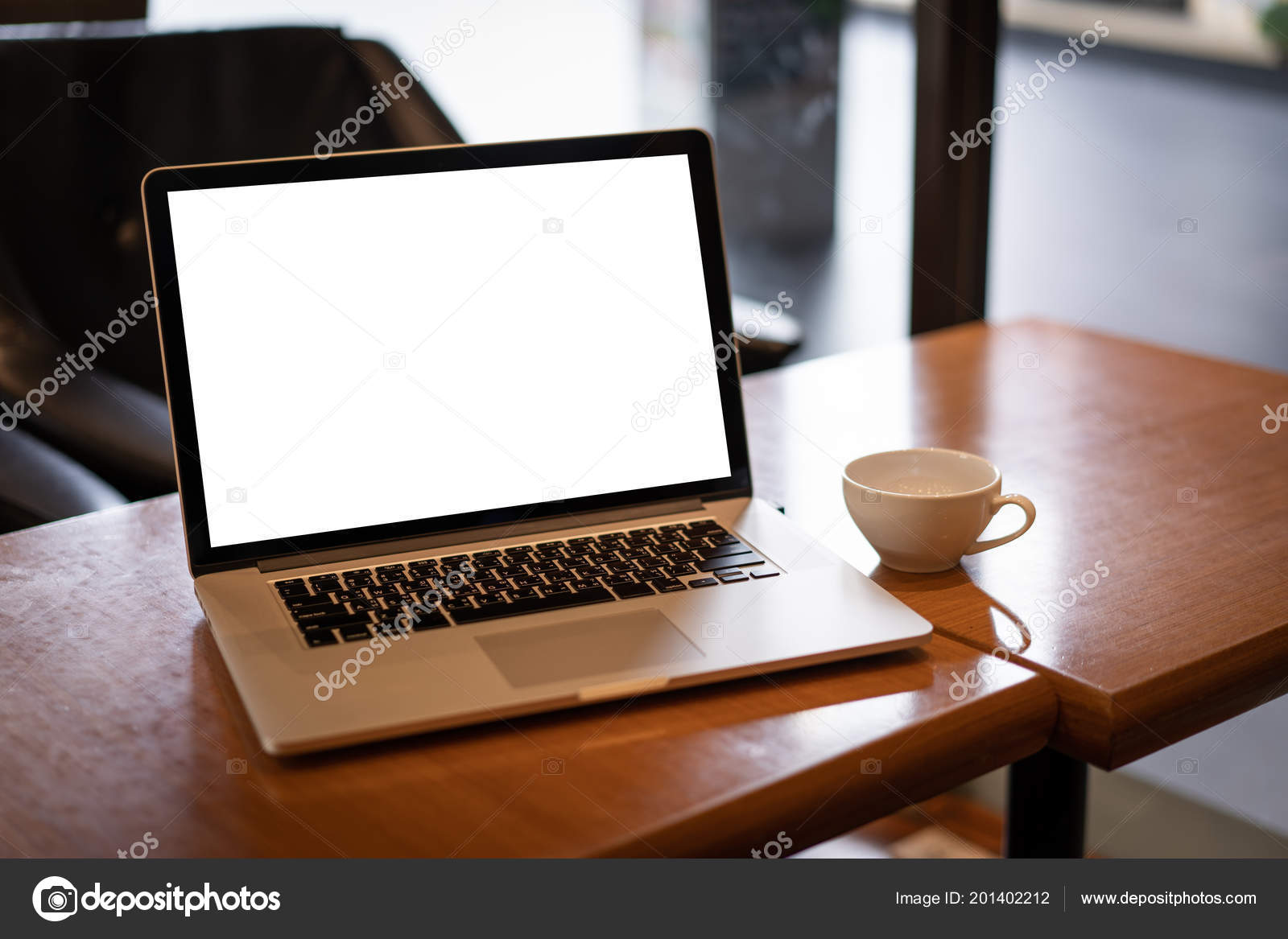 Laptop Blank Screen Table Workspace Background New Project Laptop ...