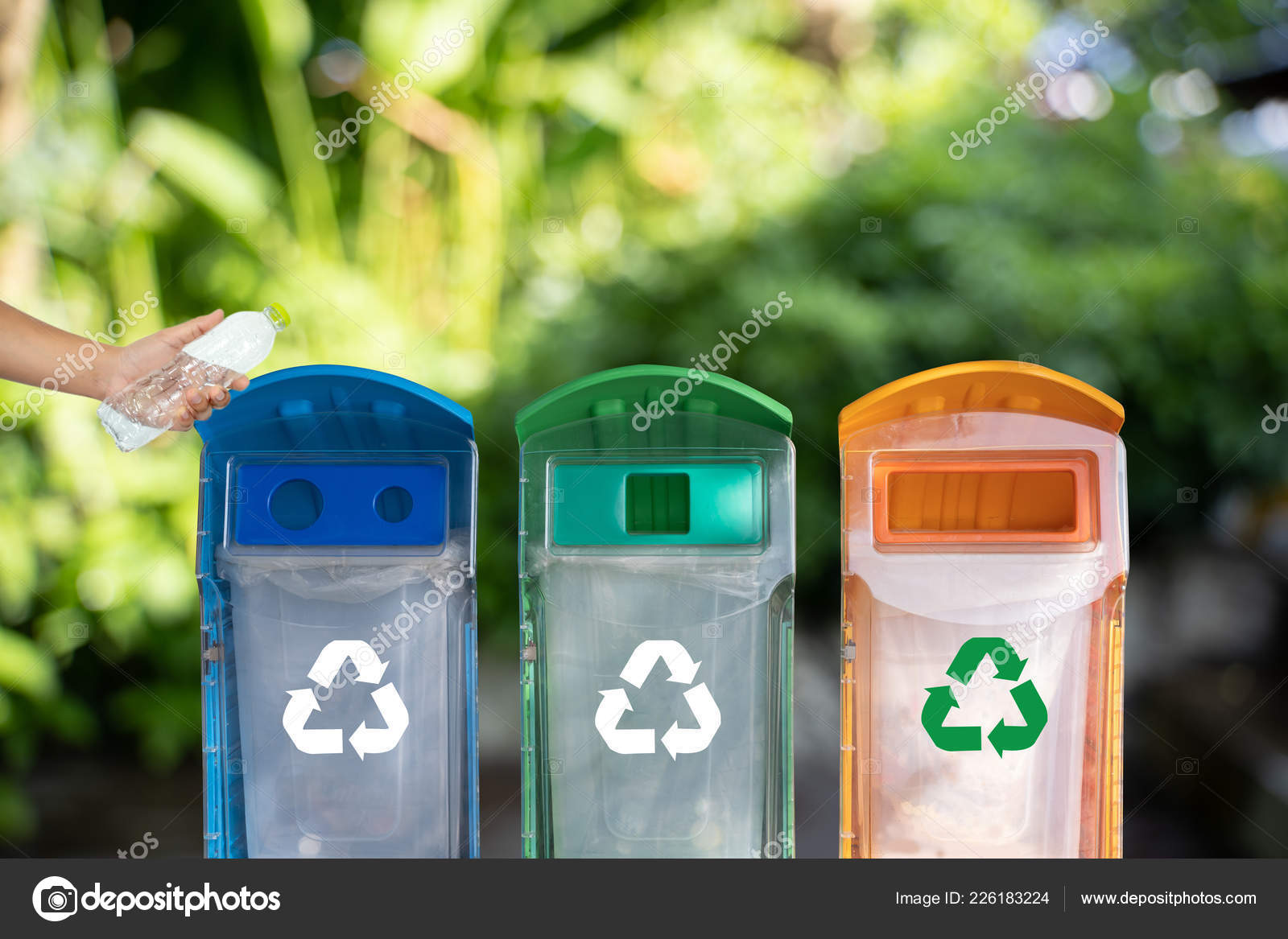 Man Hand Putting Plastic Reuse Recycling Concept Environmental ...