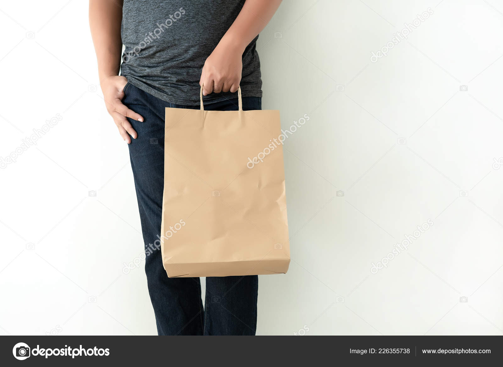 Consumer Pack Product Man Shows Bag Mock Show Stock Photo by ©duiwoy ...