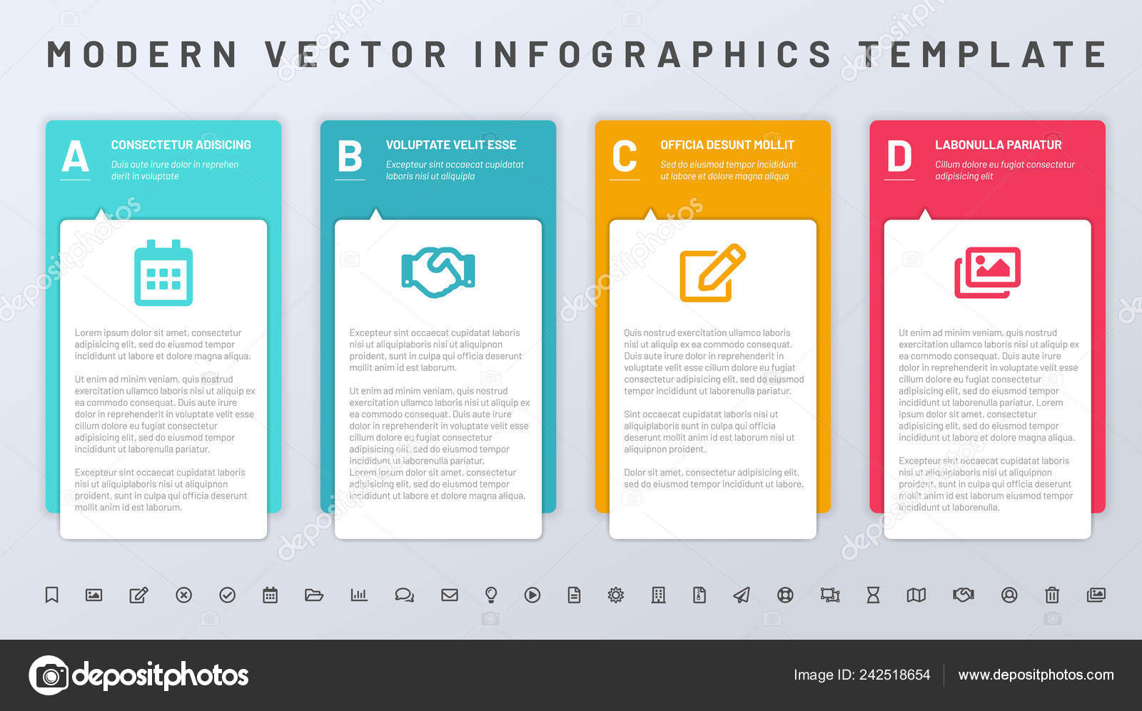 Infographics Template Paper Frames Set Icons All Elements Sample Text ...