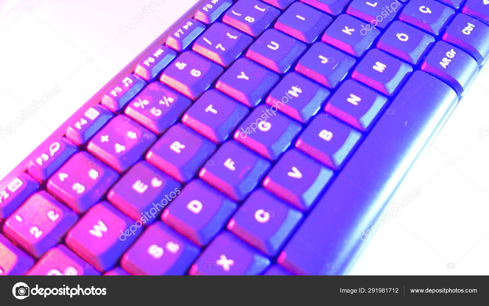 Neon Colored Computer Keyboard Isolated White Background — Stock Photo ...