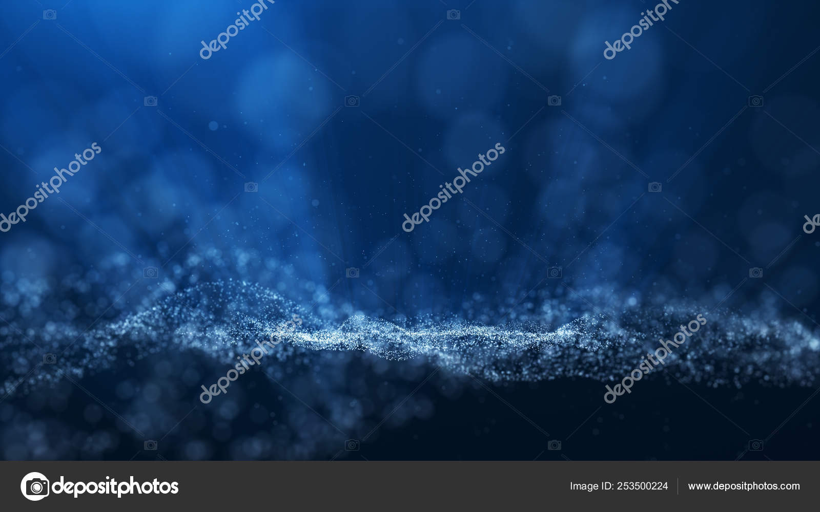 Blue background, digital signature with wave particles, sparkle, Stock ...