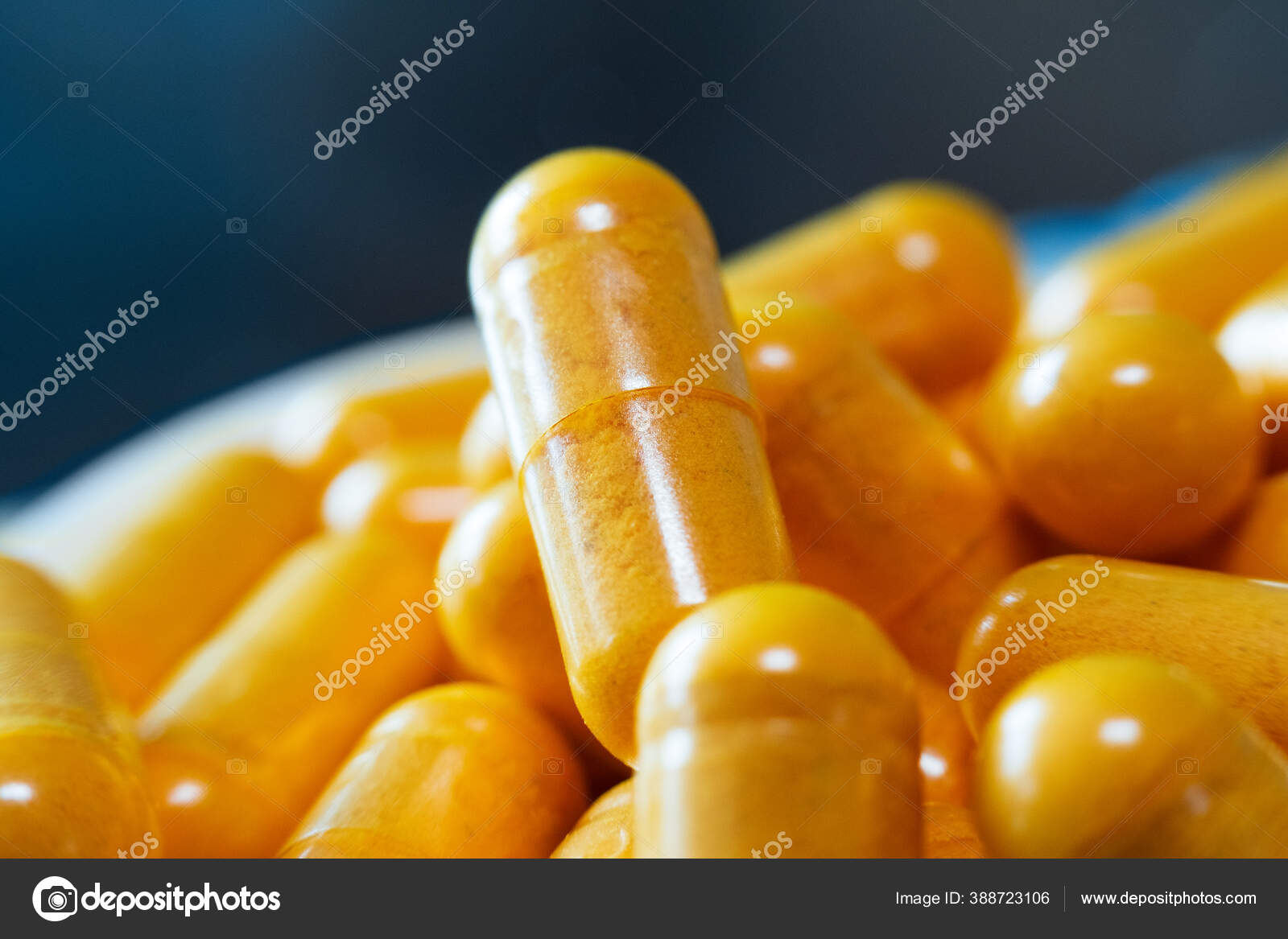 Orange Capsules Curcumin Powder Indian Spice Macro Photography Turmeric ...