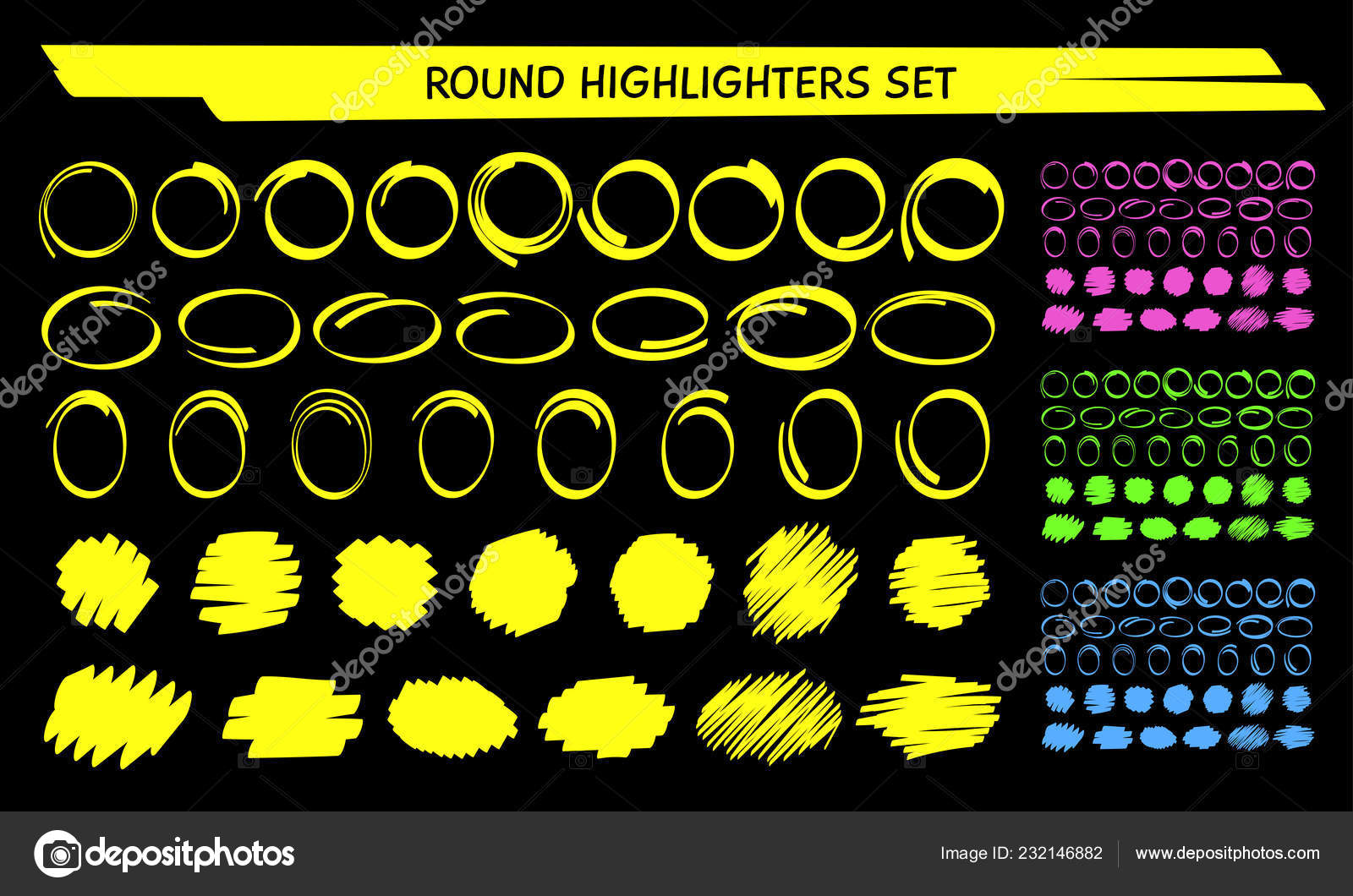 Hand draw highlight marker circle frame vector set Stock Vector Image ...