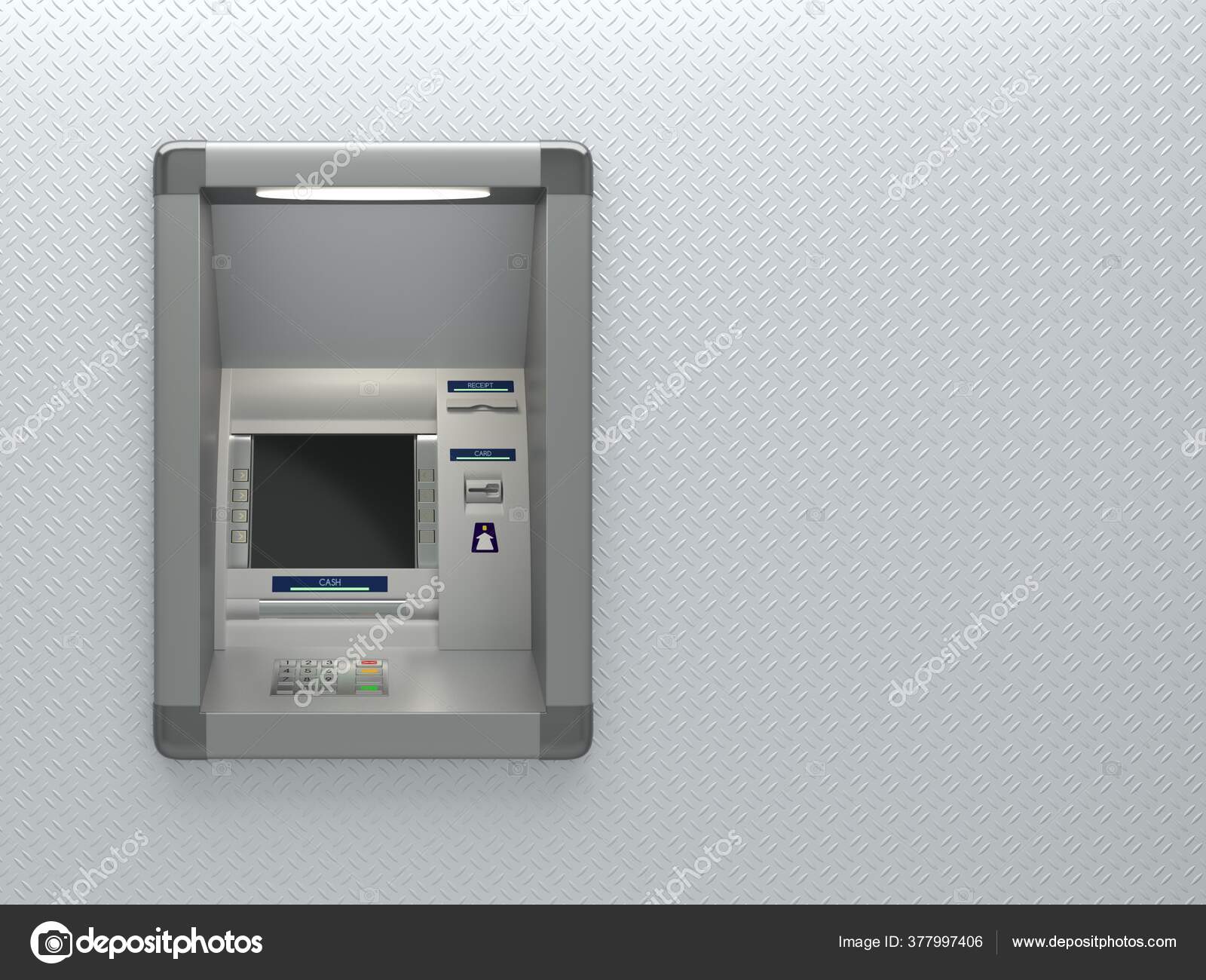 Atm machine on wall 3D illustration — Stock Photo © paketesama #377997406