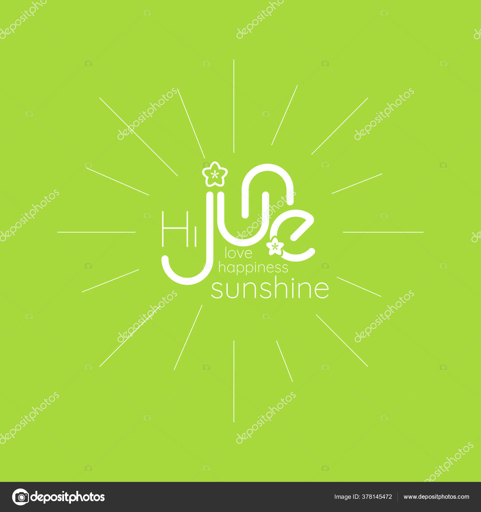 Typography Welcome June Text Message Congratulation Greeting Card ...