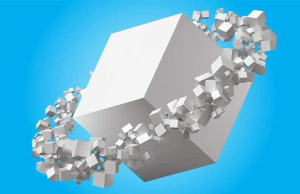 Random sized cubes rotating in eliptic orbit around cubic character ...