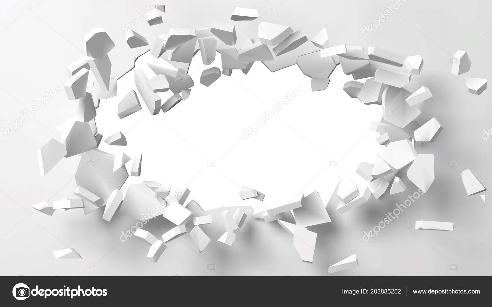 Vector illustration of exploding wall with free area on center for any ...