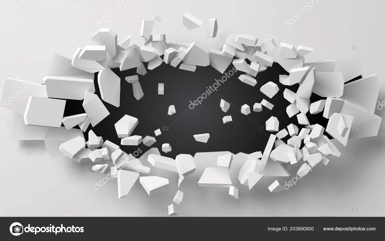 Vector illustration of exploding wall with free area on center for any ...
