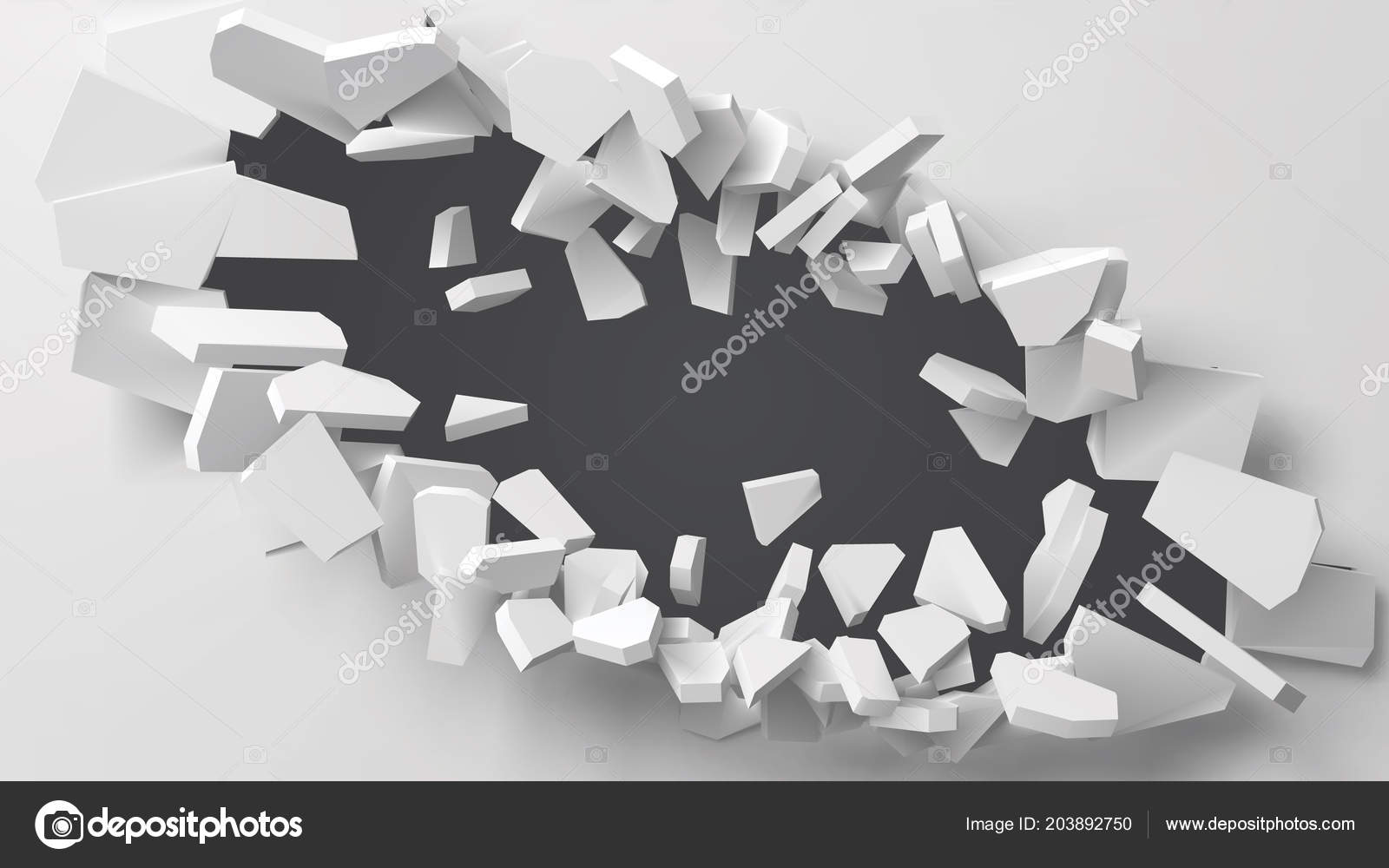 Vector illustration of exploding wall with free area on center for any ...