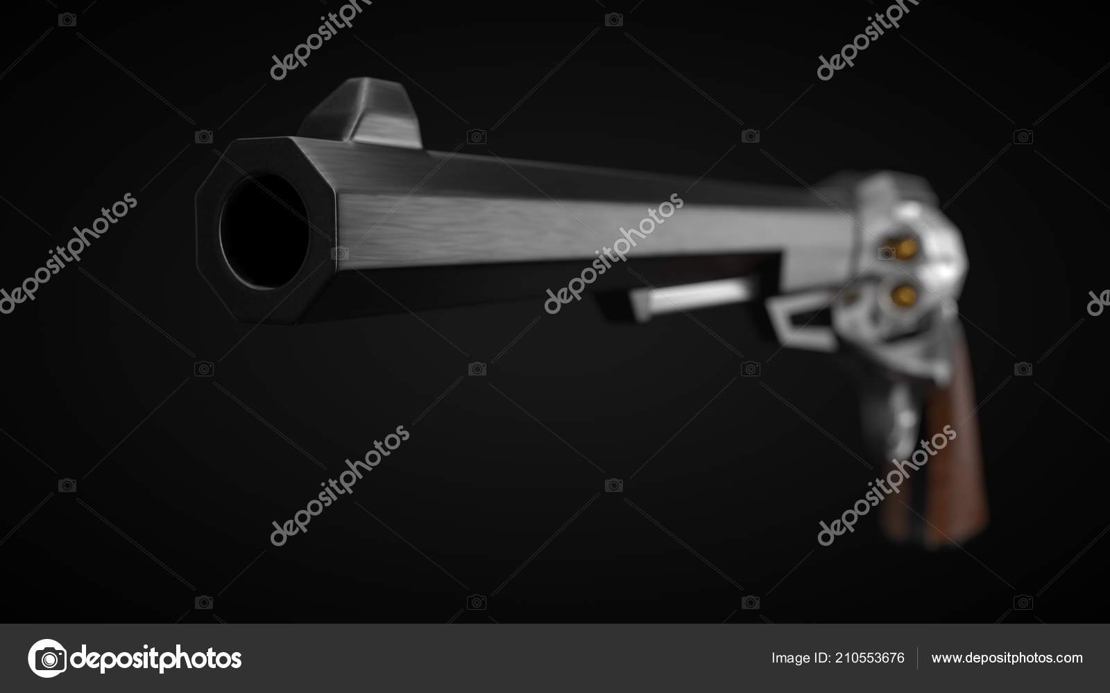Long barrel revolver design with modern looking hard cut edges. 3d ...