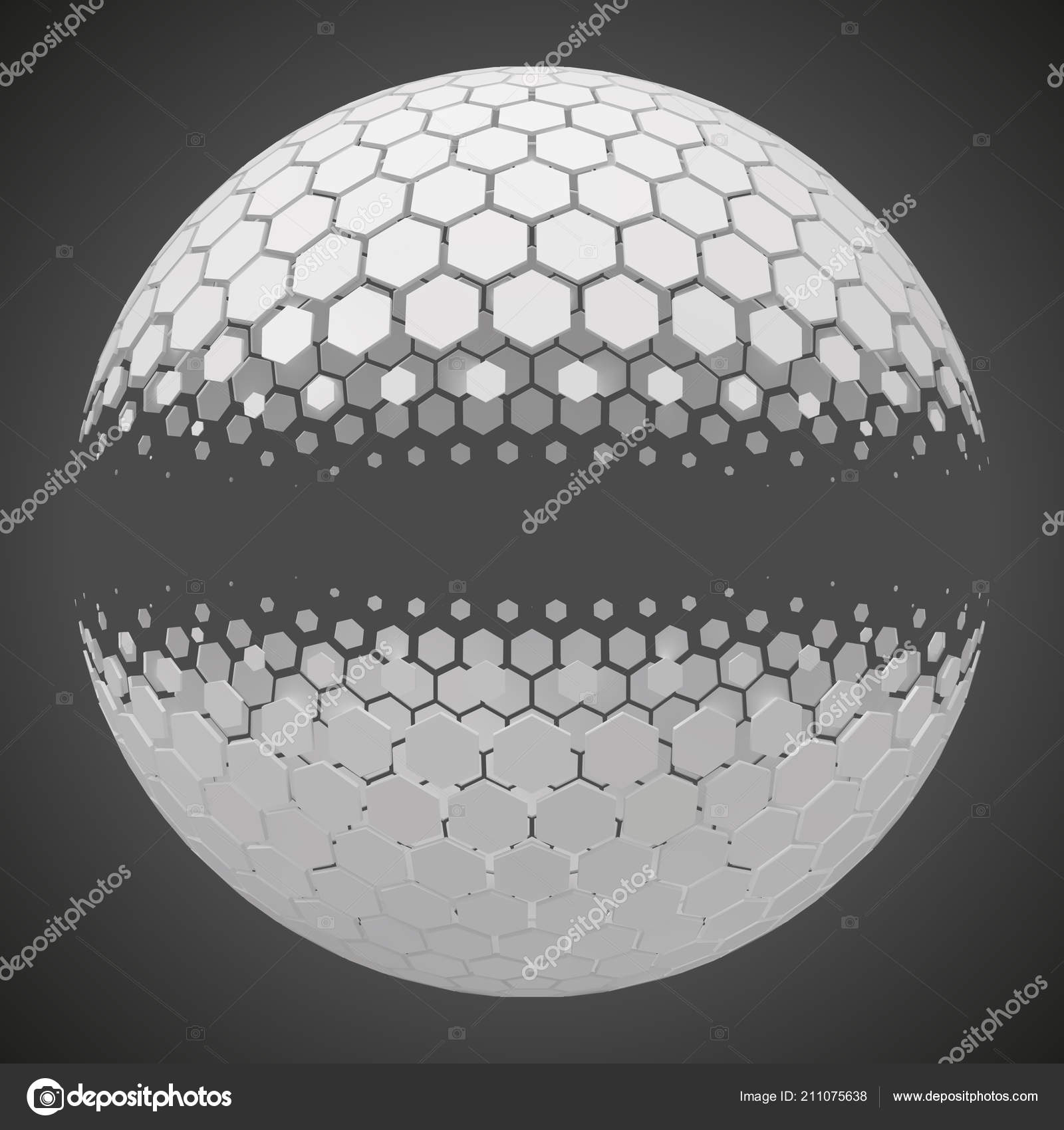 Small hexagons forming a sphere. 3d style vector illustration. Stock ...