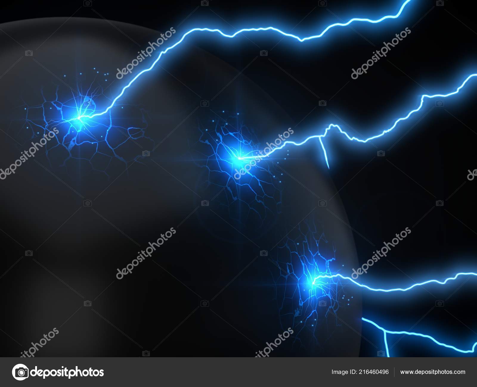 Powerful lightning strikes on sphere and makes cracks on surface of ...