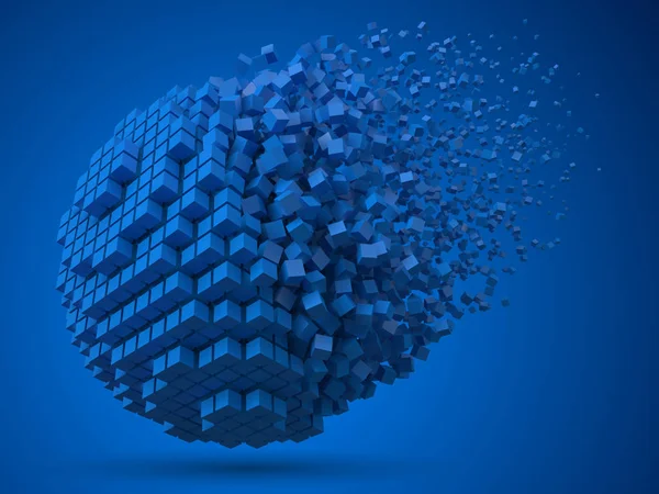 Spherical data block. made with green cubes. 3d pixel style vector ...