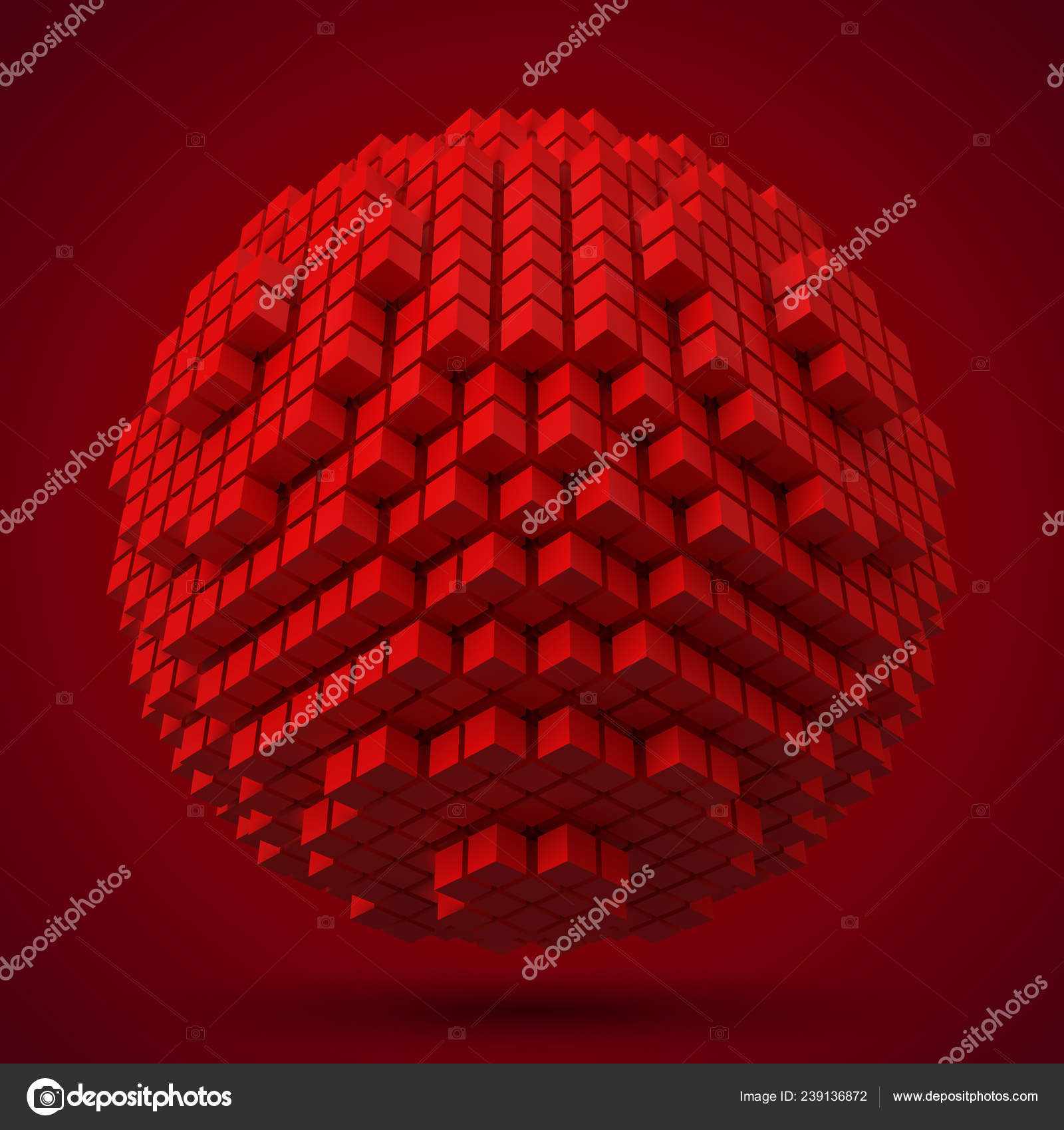 Spherical Data Block Made Red Cubes Pixel Style Vector Illustration ...