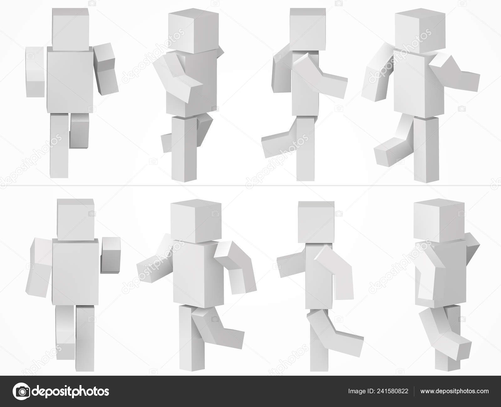 Running cubic character. 3d style simple cubic character illustration ...