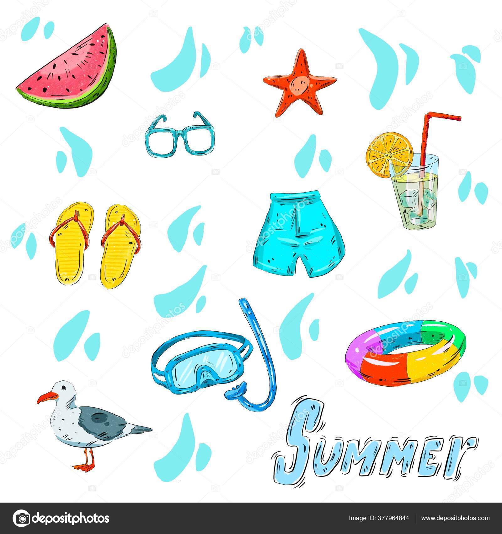 Stuff Elements Summer Time Stock Illustration by ©lips_about #377964844
