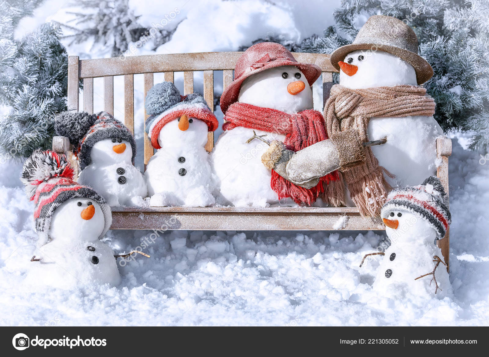 Winter Scene With Snowman