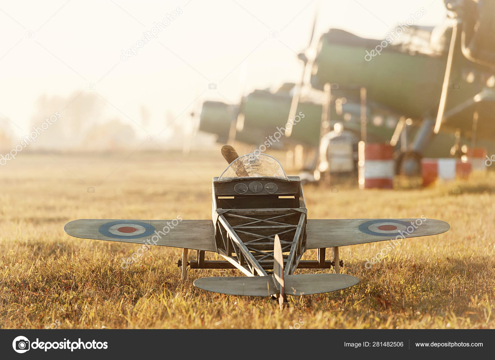Child model airplane parked with retro airplanes — Stock Photo © idal ...