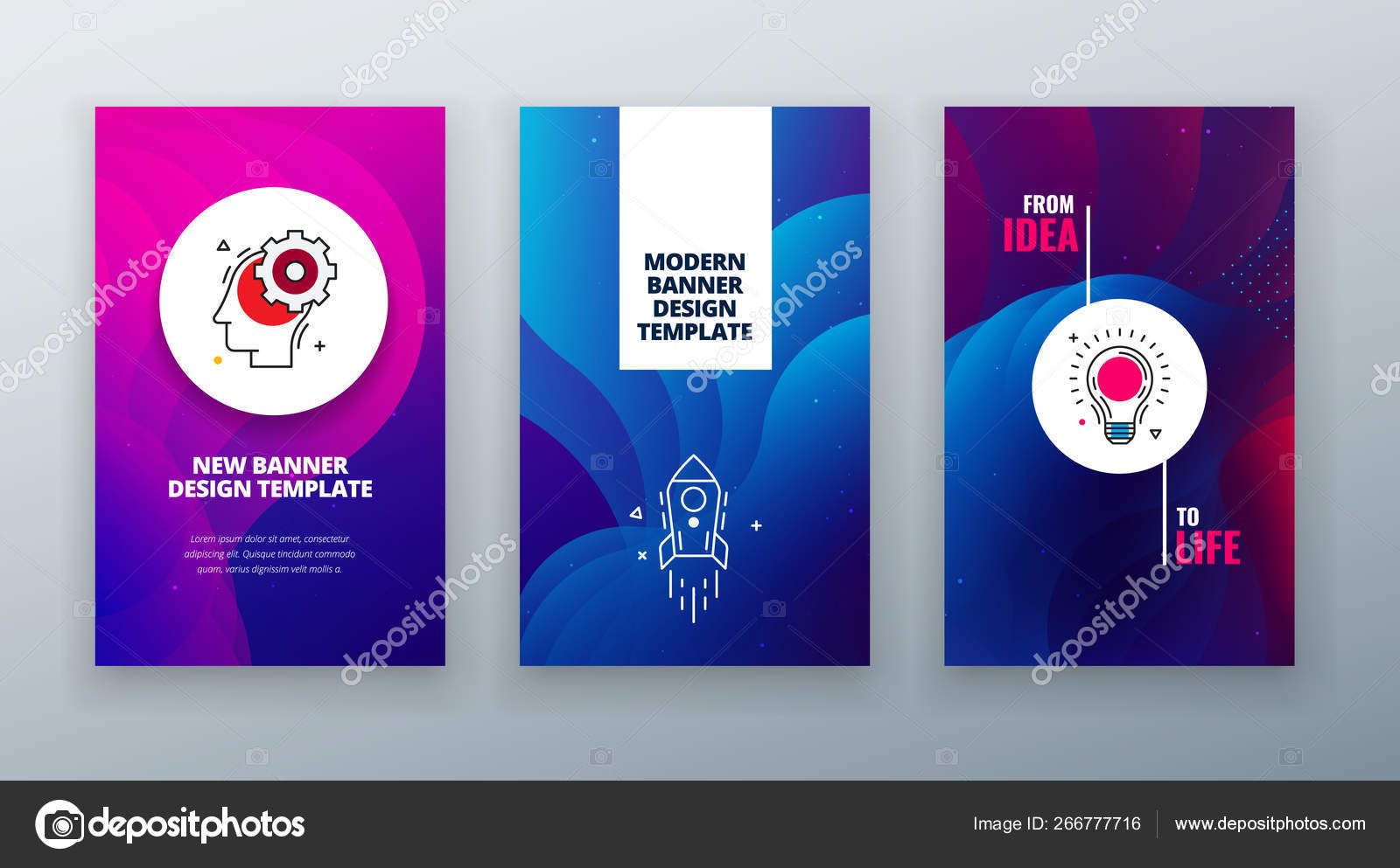 Vertical banner design for social networks. Colorful halftone gradients ...