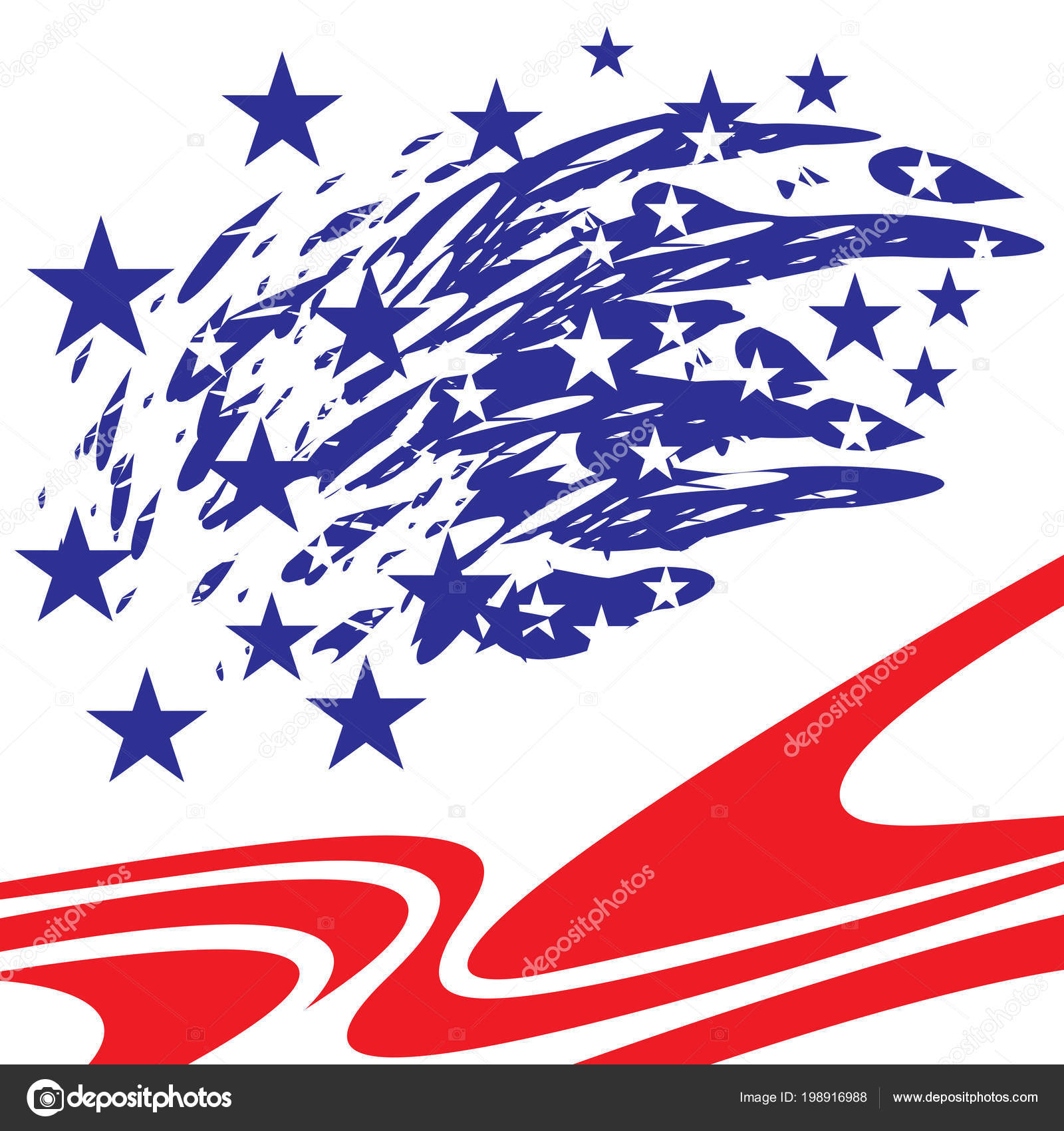 Splash Blue Brush Strokes White Blue Stars Red Stripes Base — Stock ...