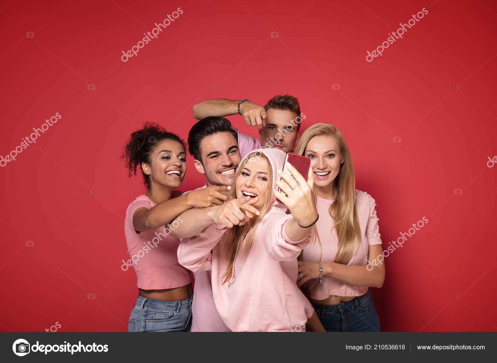 Group Young People Enjoy Company Smiling Having Fun Together Taking ...
