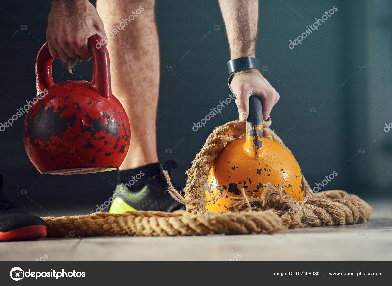 Young Strong Man Training Kettlebell Stock Photo by ©grki 197498080