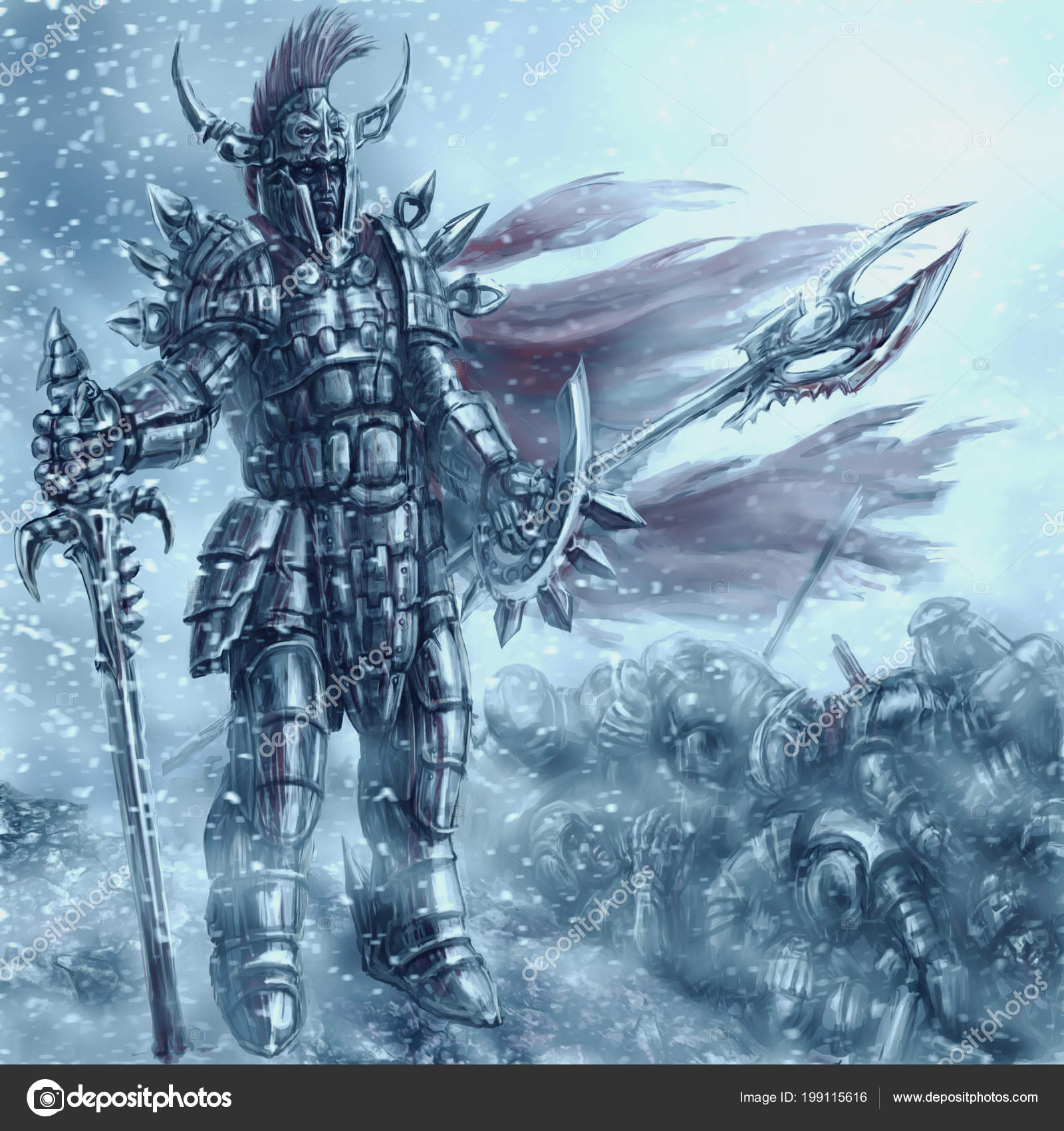 Invincible Knight Dark Bloody Armor Spear Sword Colorful Picture Genre ...