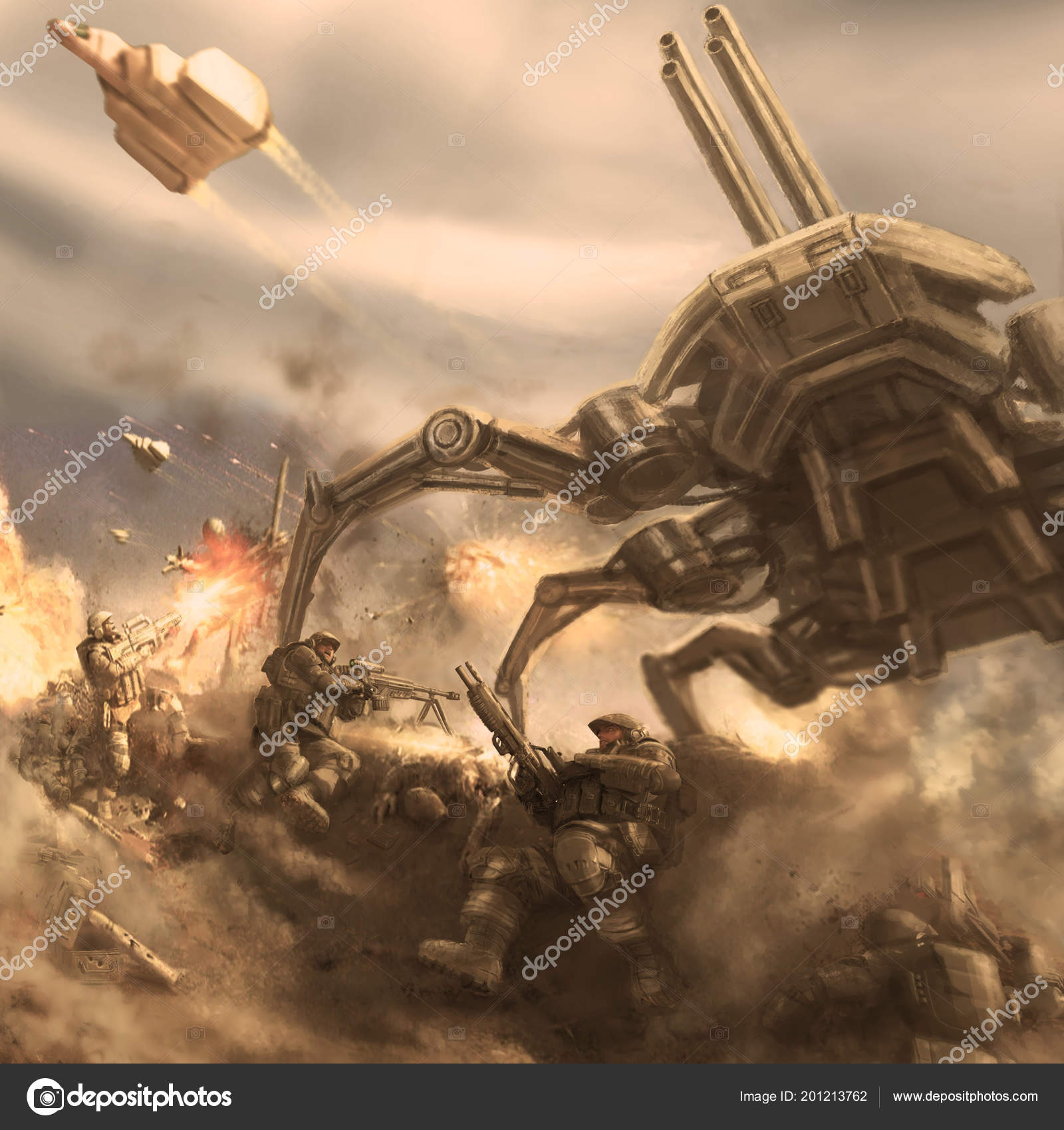 Attack Giant Alien Spider Robot Science Fiction Genre Stock Photo by ...