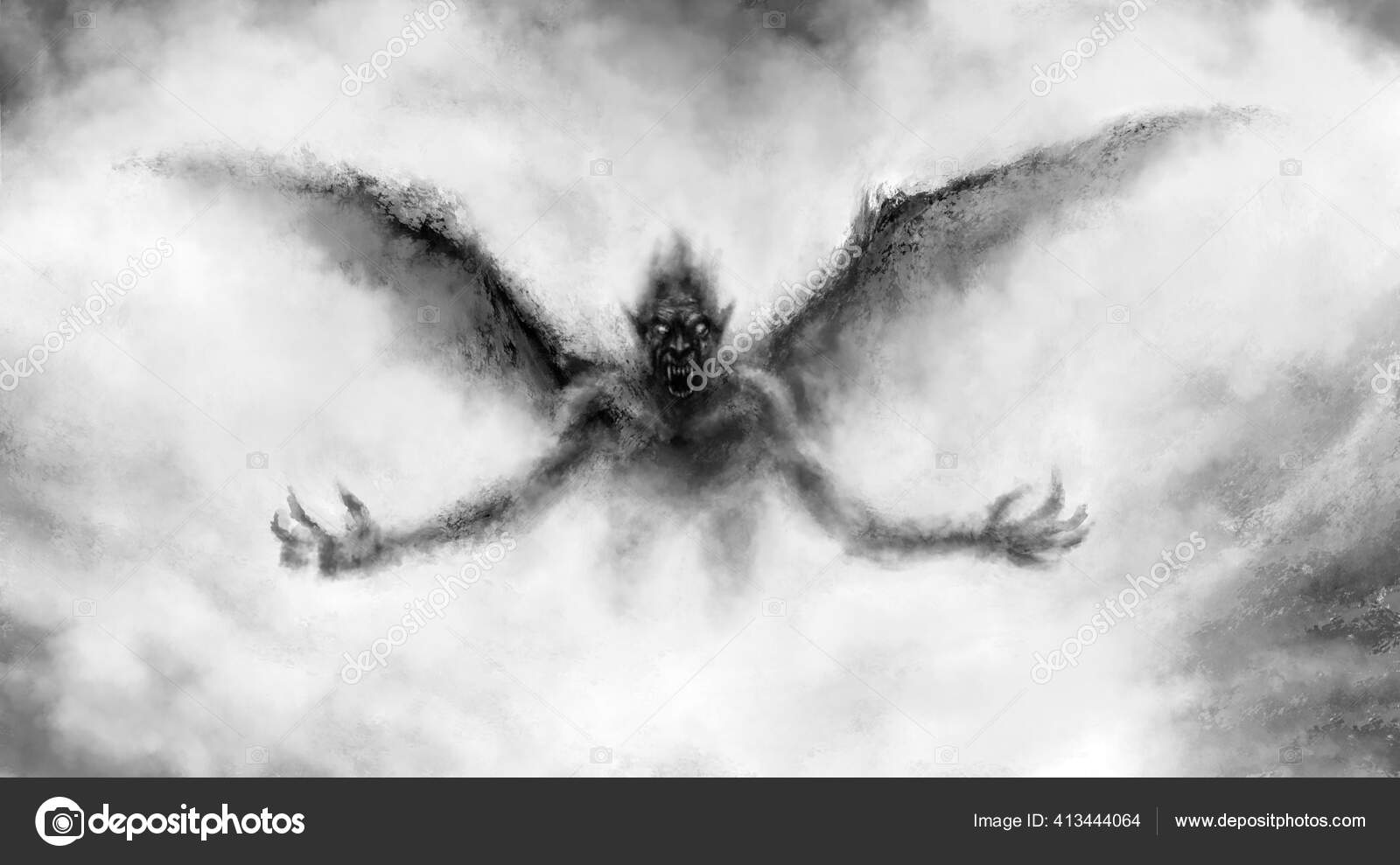 Flying Demon Drawing