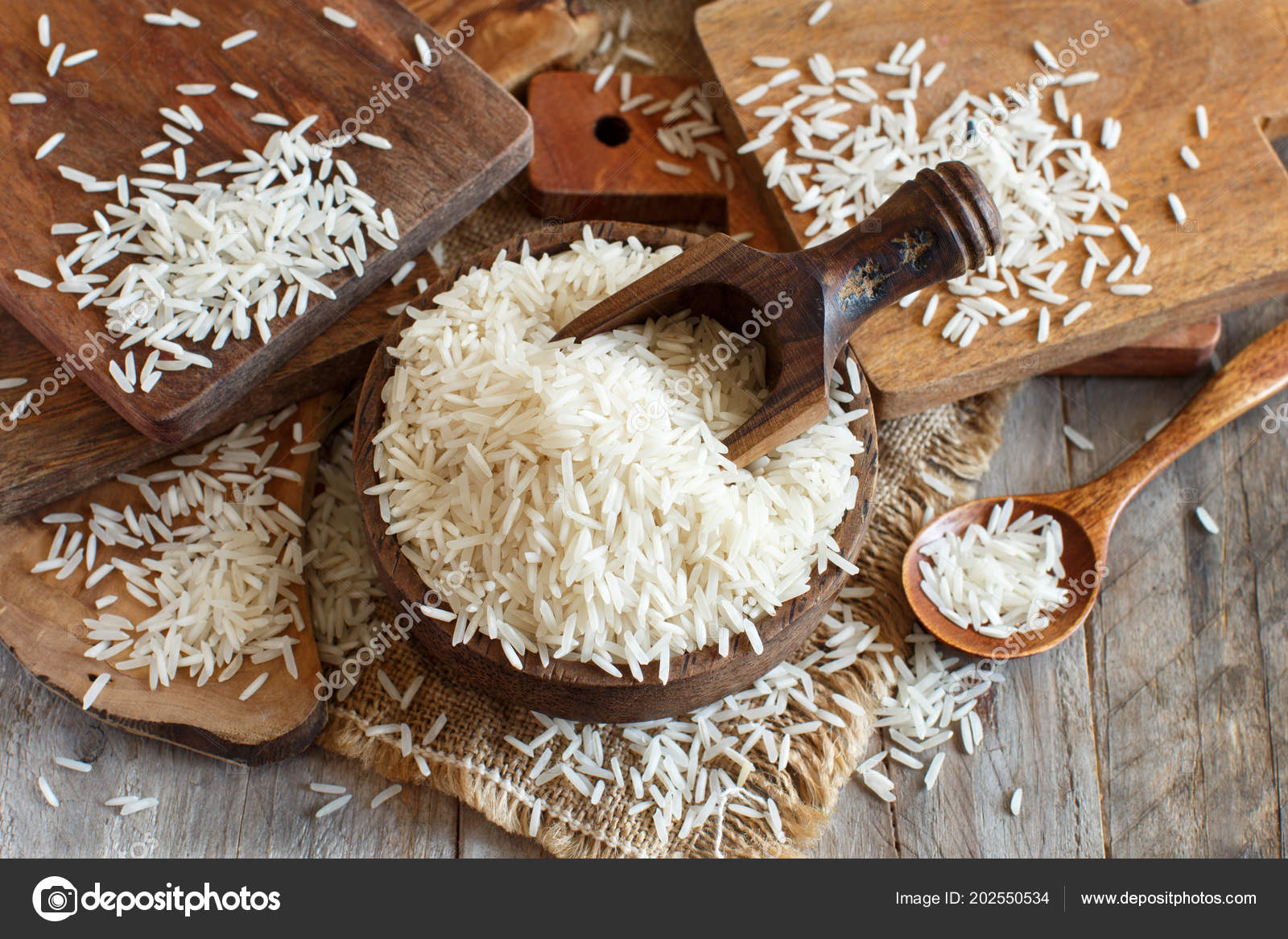 Basmati Rice Bowl Spoon Close Stock Photo by ©karissaa 202550534