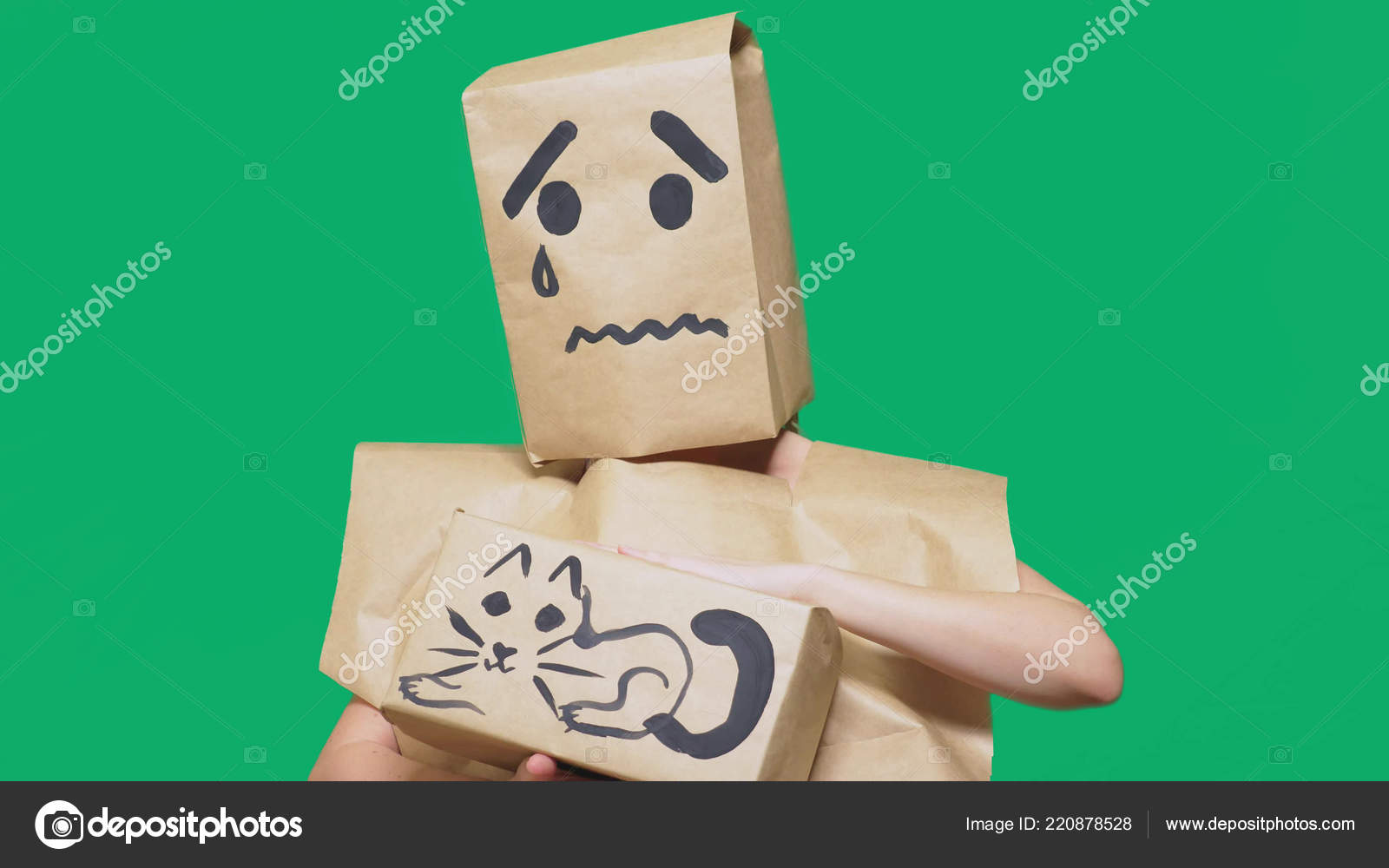 Concept of emotion, gestures. a smile with a painted smiley crying, sad ...