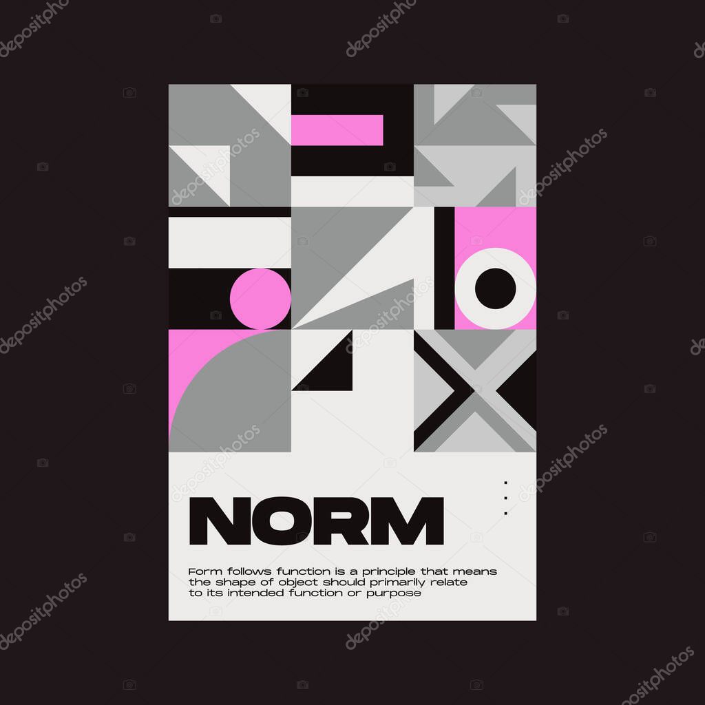 Meta estética moderna de diseño suizo diseño de póster. Plantilla gráfica vectorial inspirada en ...