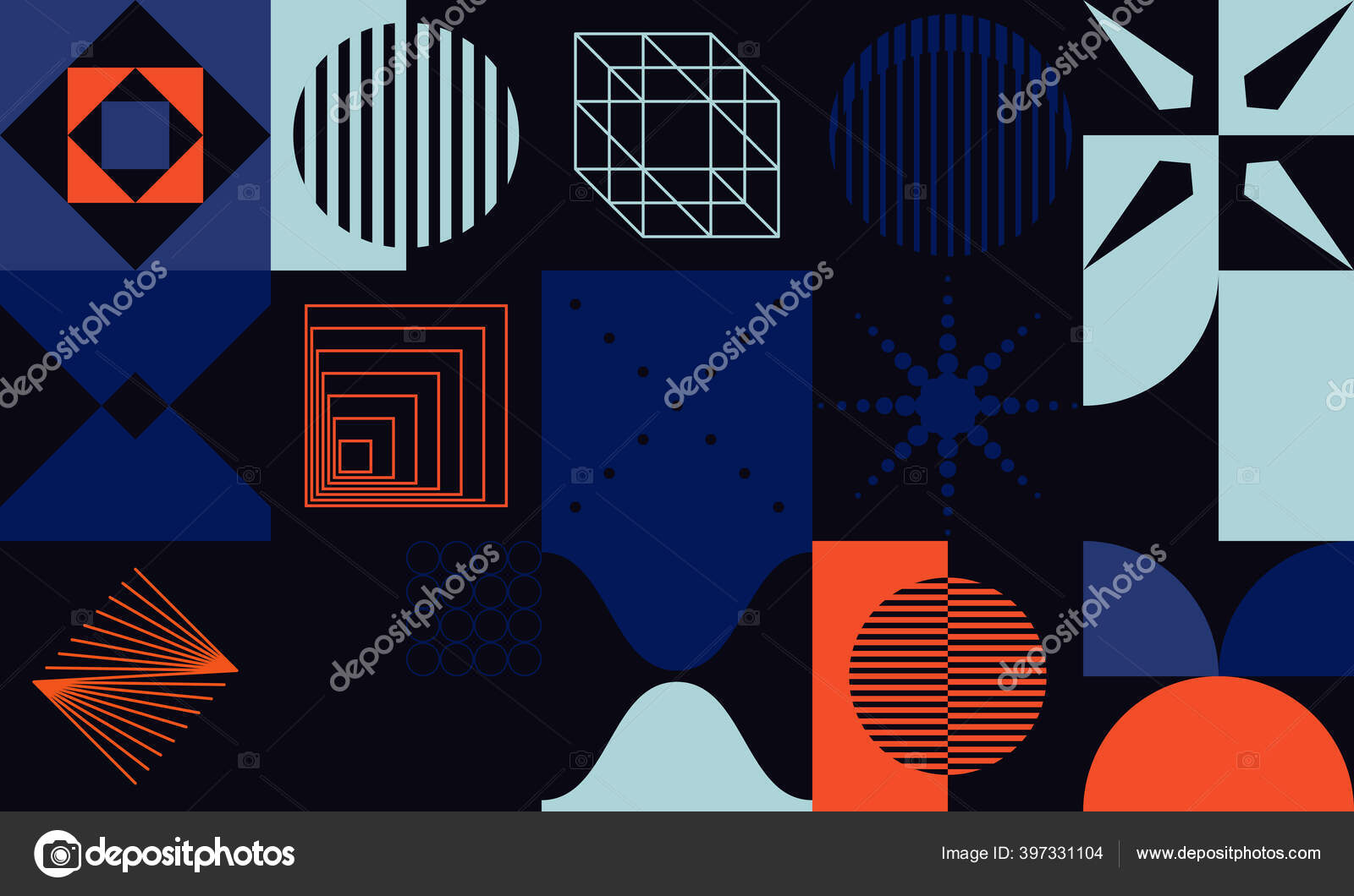 Retro Future Inspired Artwork Vector Abstract Symbols Bright Neon ...