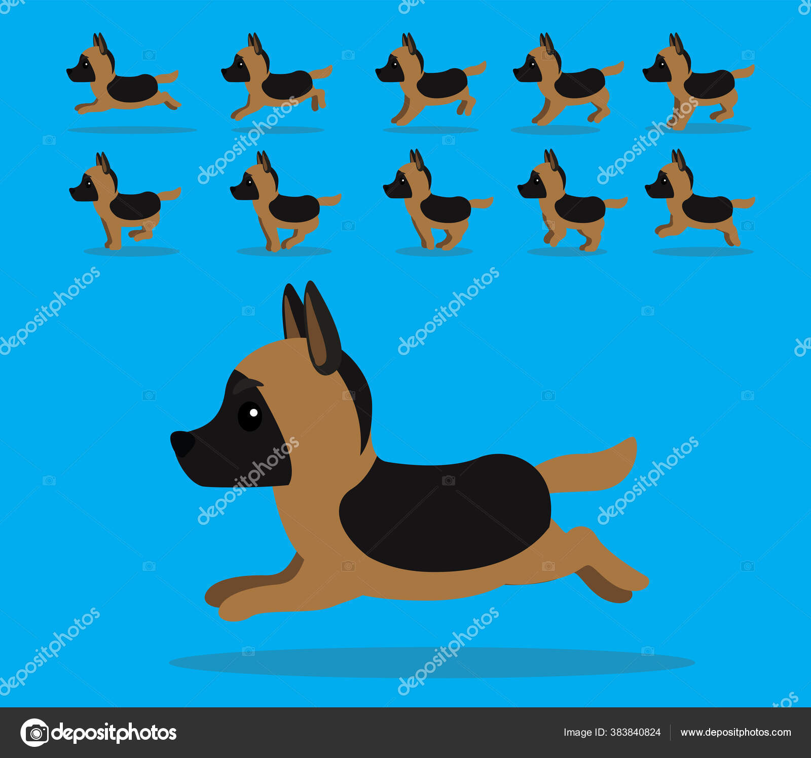 Vettoriale stockAnimazione Animale Sequenza Cane Pastore Tedesco ...