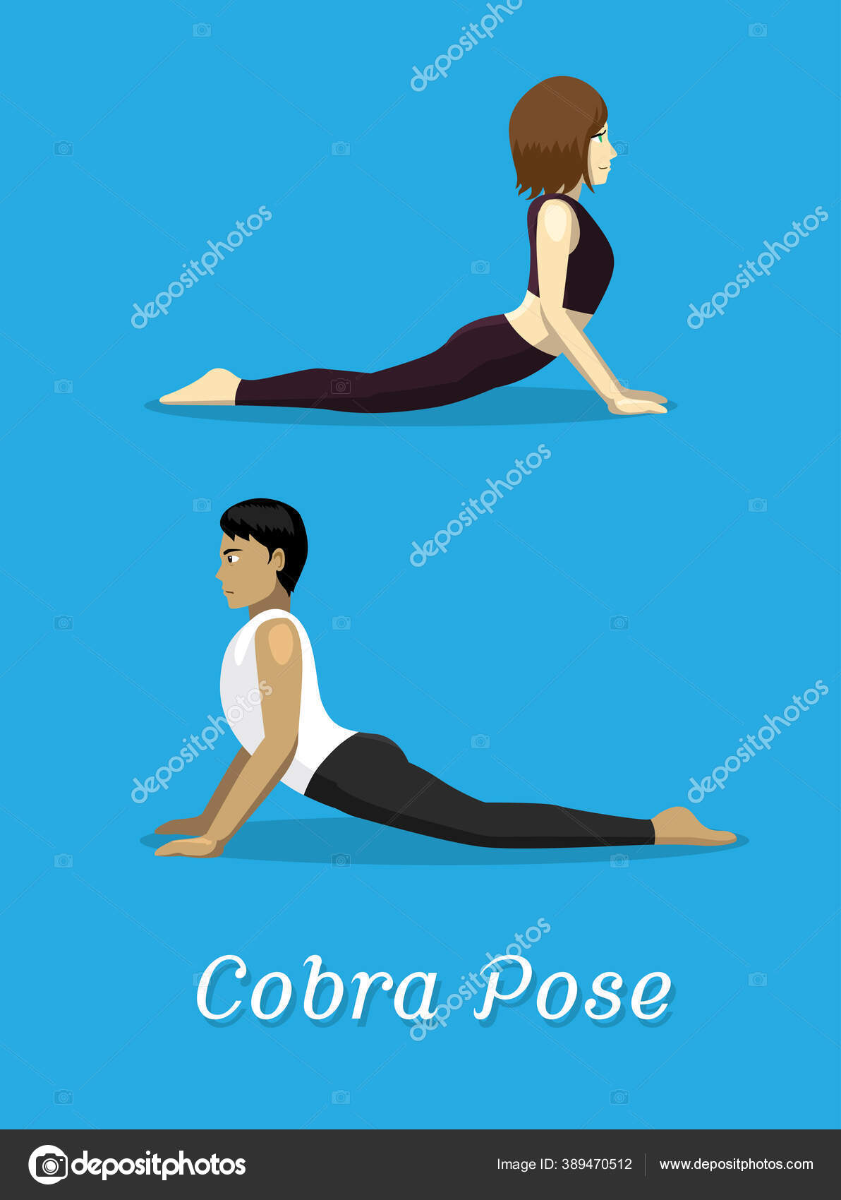 Manga Style Cartoon Yoga Cobra Pose Stock Vector By ©punnawich 389470512