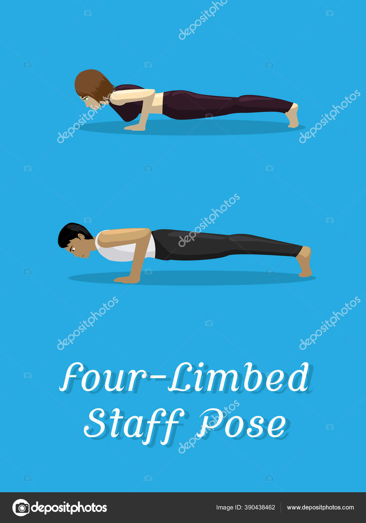 Manga Style Cartoon Yoga Four Limbed Staff Pose Stock Vector Image by ...