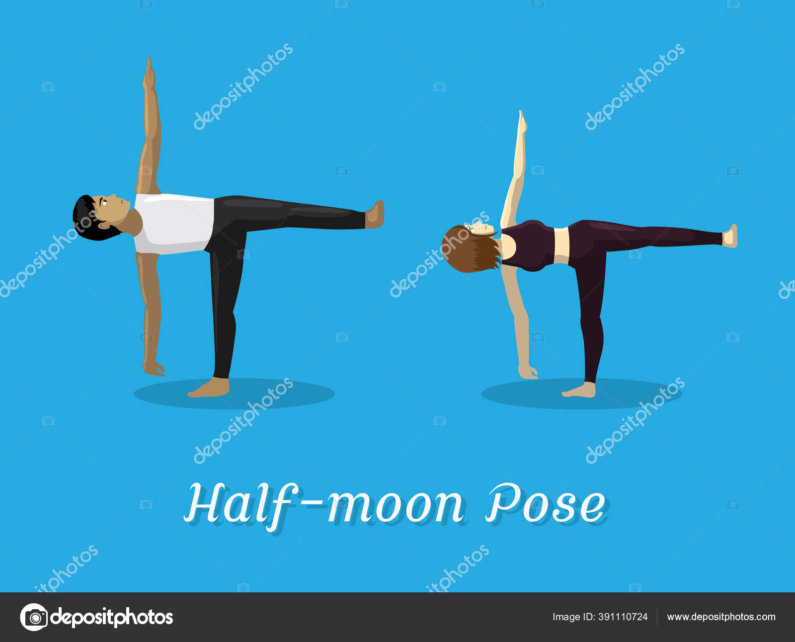 Manga Style Cartoon Yoga Half Moon Pose Stock Vector By ©punnawich
