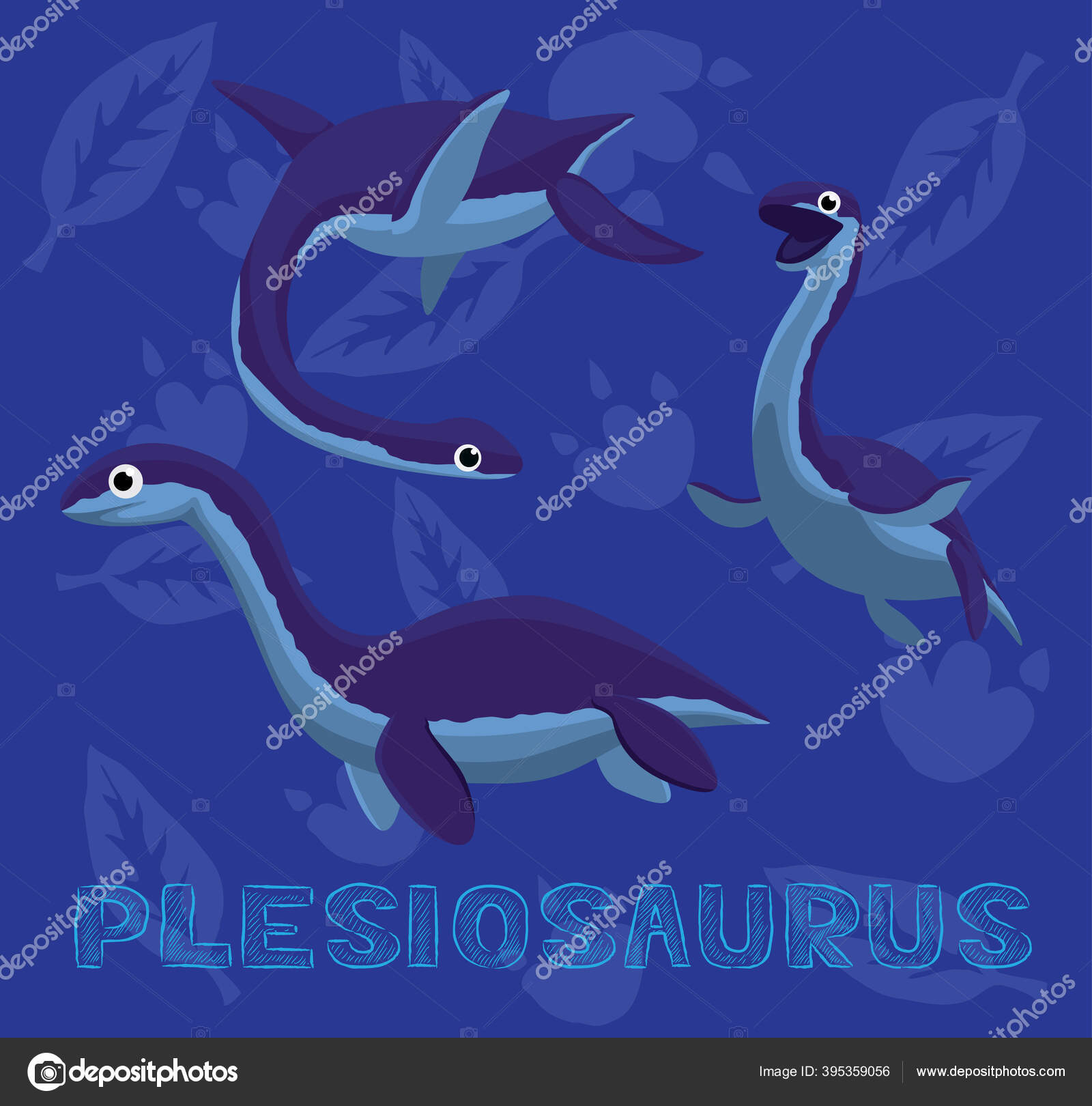 Sea Monster Plesiosaurus Cartoon Vector Illustration Stock Vector by ...