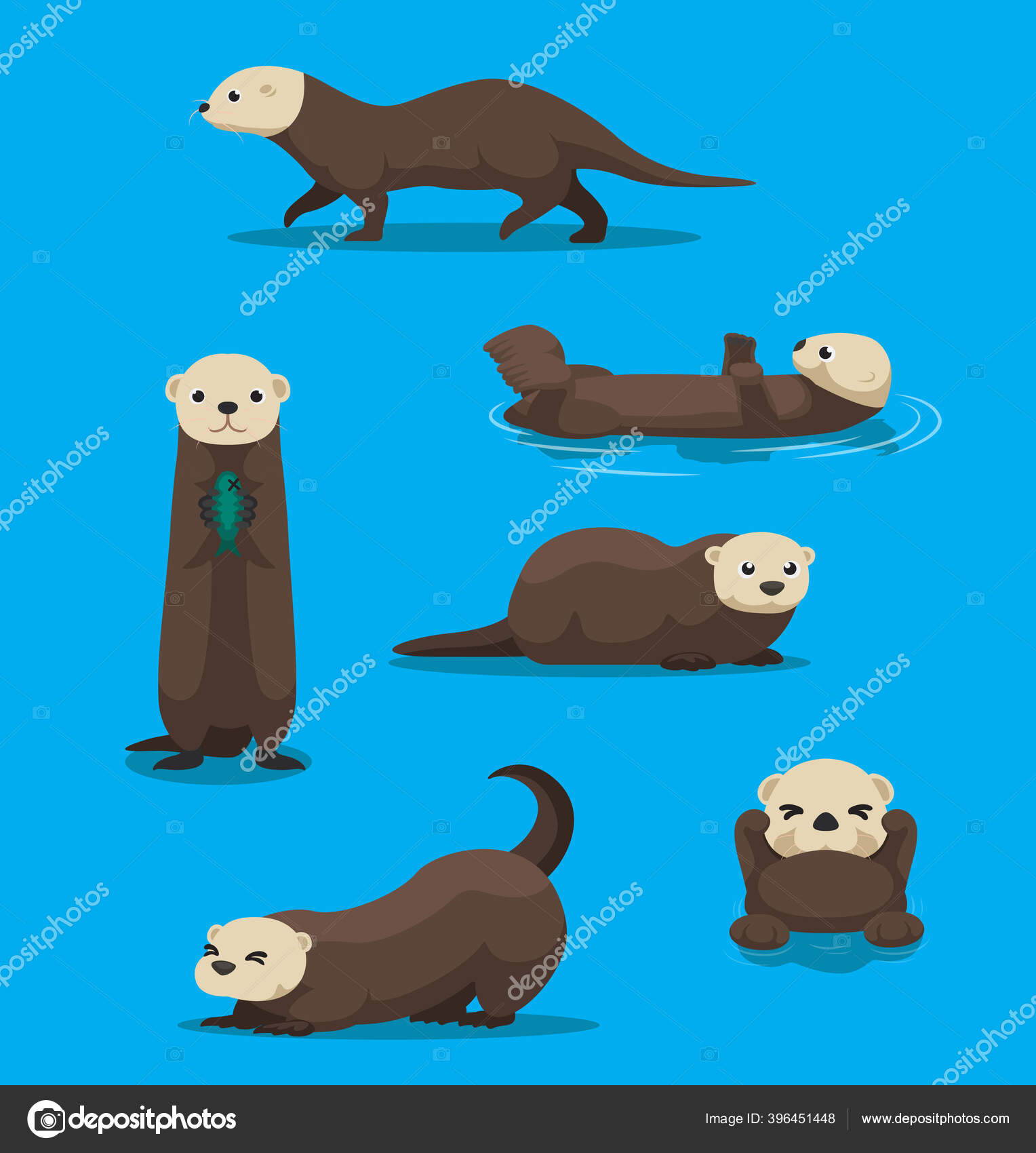 Vector Dibujos Animados Lindo Sea Otter Vector de stock por ©Punnawich ...