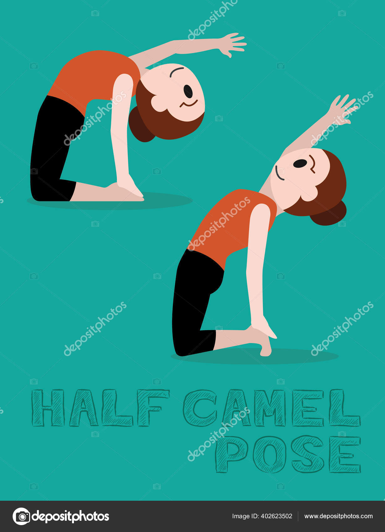 Yoga Half Camel Pose Cartoon Vector Illustration Stock Illustration by ... Yoga Half Camel Pose Cartoon Vector Illustration Stock Illustration by ...
